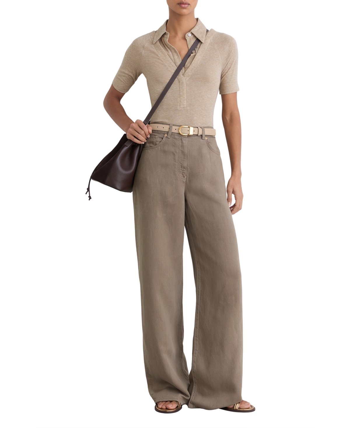 Click here for Reiss Womens Shona Collared Top - Oatmeal Ne prices