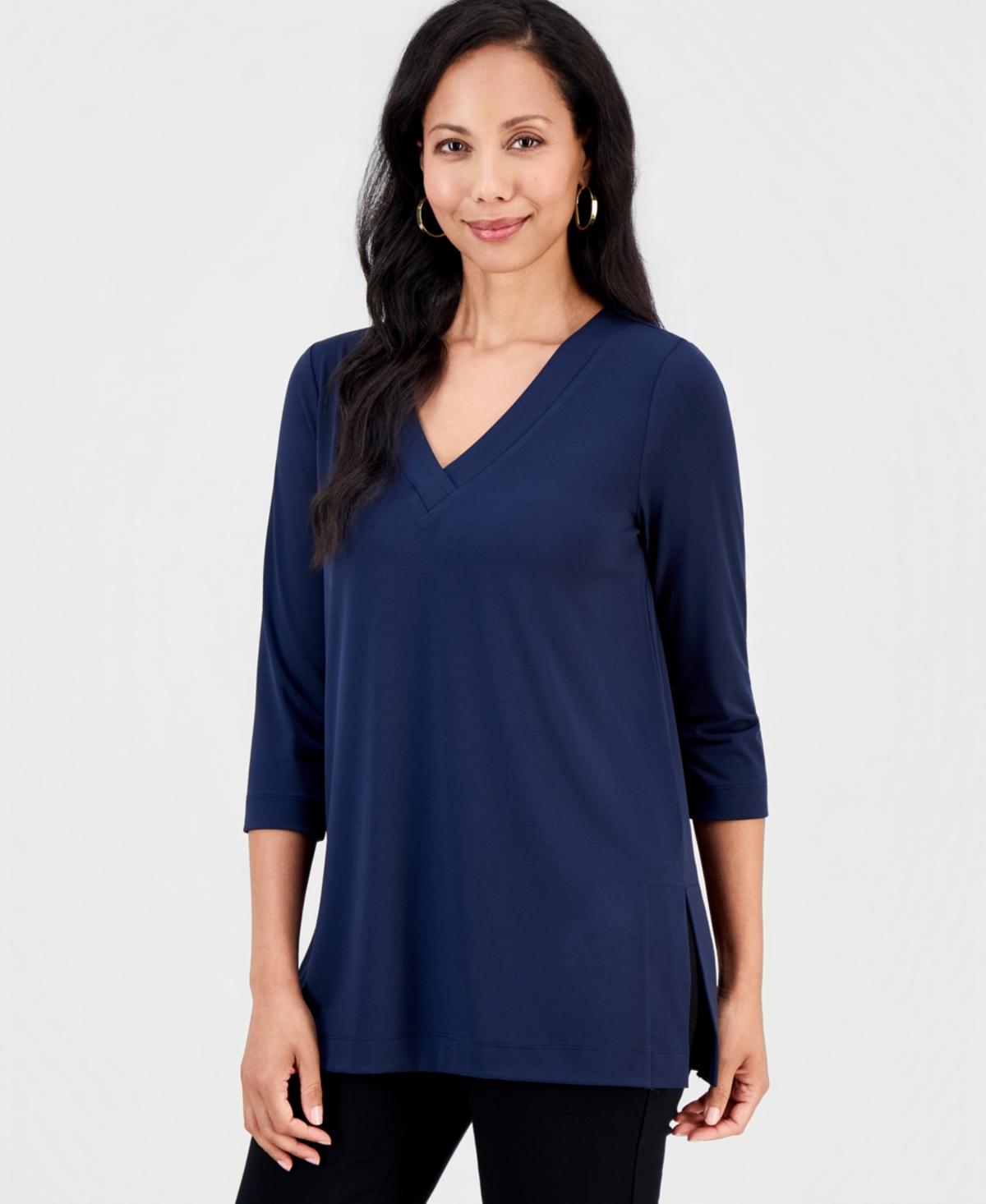 Click here for Jm Collection Womens V-Neck 3/4-Sleeve Knit Tunic... prices