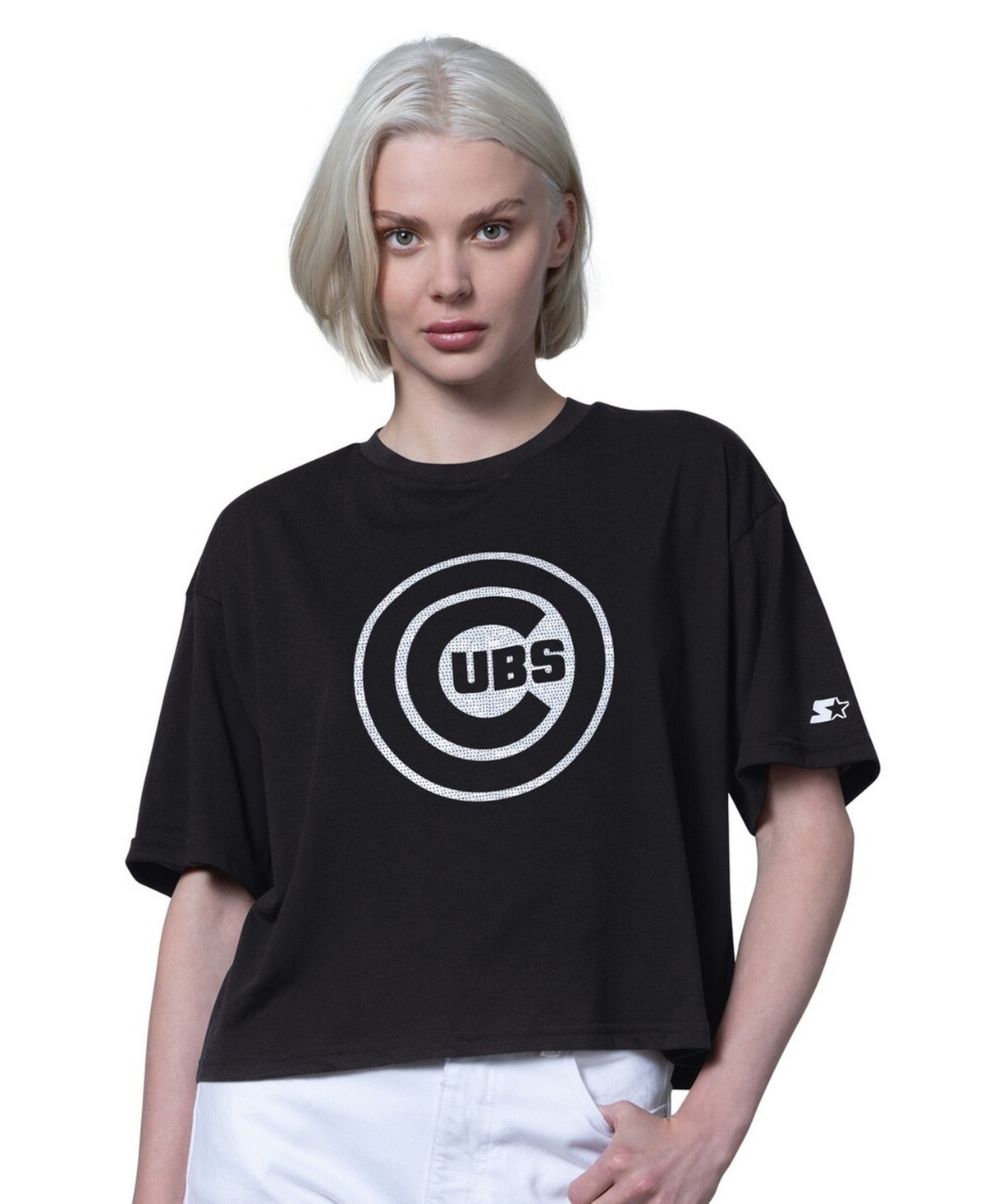 Click here for Starter Womens Black Chicago Cubs Holy Grail Boxy... prices