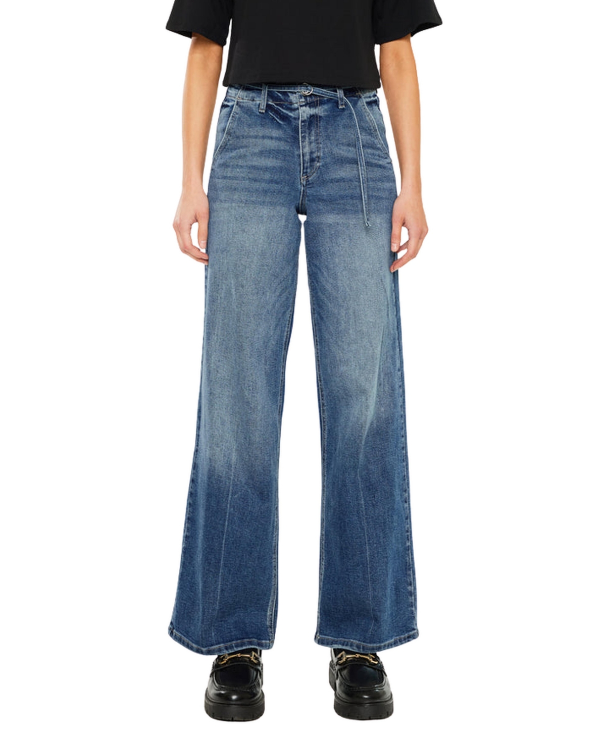 Click here for KanCan Womens Leah Ultra High Rise Wide Leg Jeans... prices