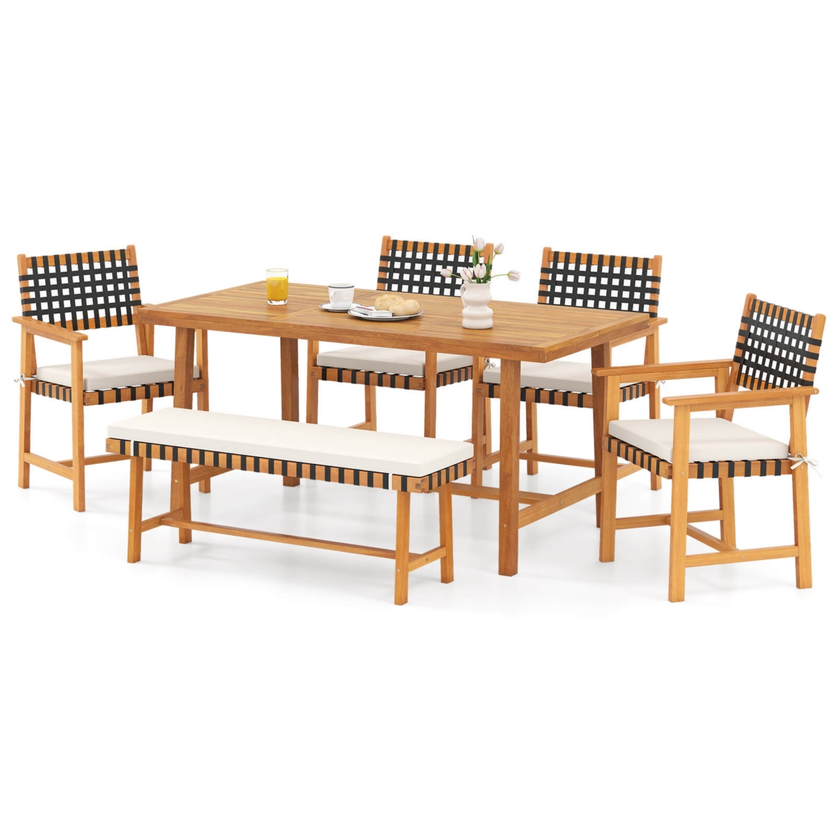 Click here for Costway 6piece Patio Dining Set  Acacia Wood Table... prices