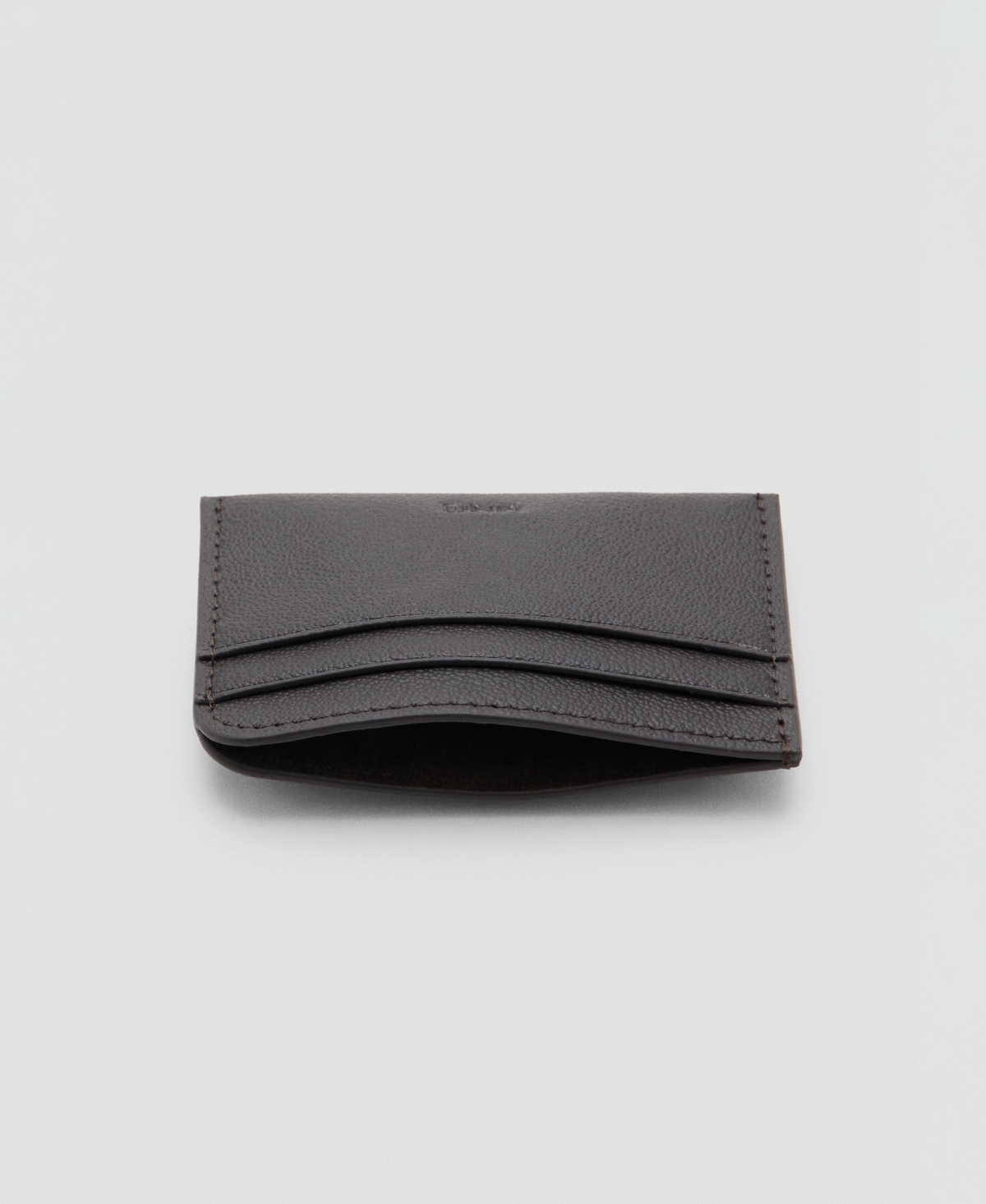 Click here for Mango Mens Pebbled Leather Cardholder - Brown prices