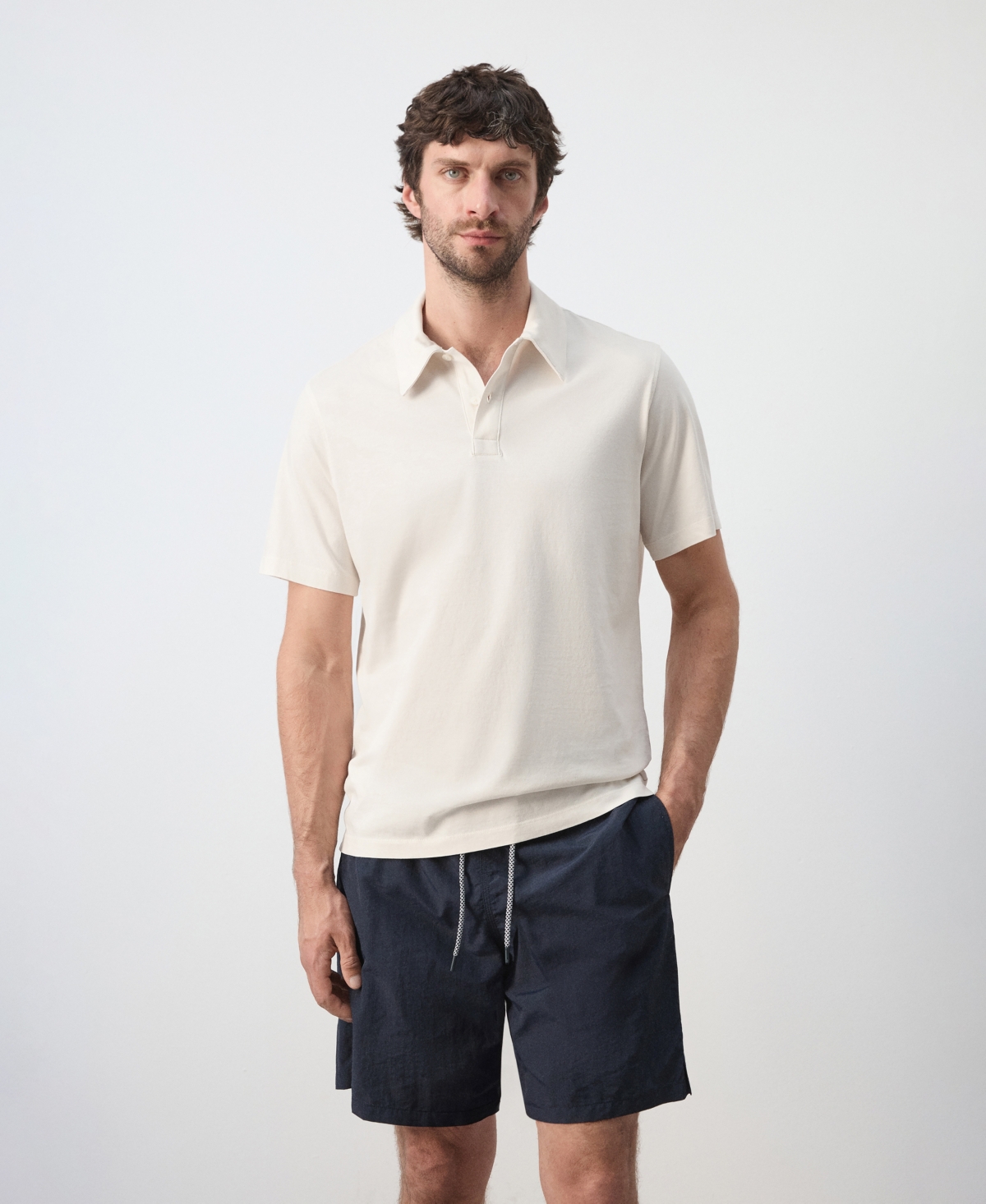 Click here for Mango Mens Cotton Pique Polo Shirt - Ecru prices
