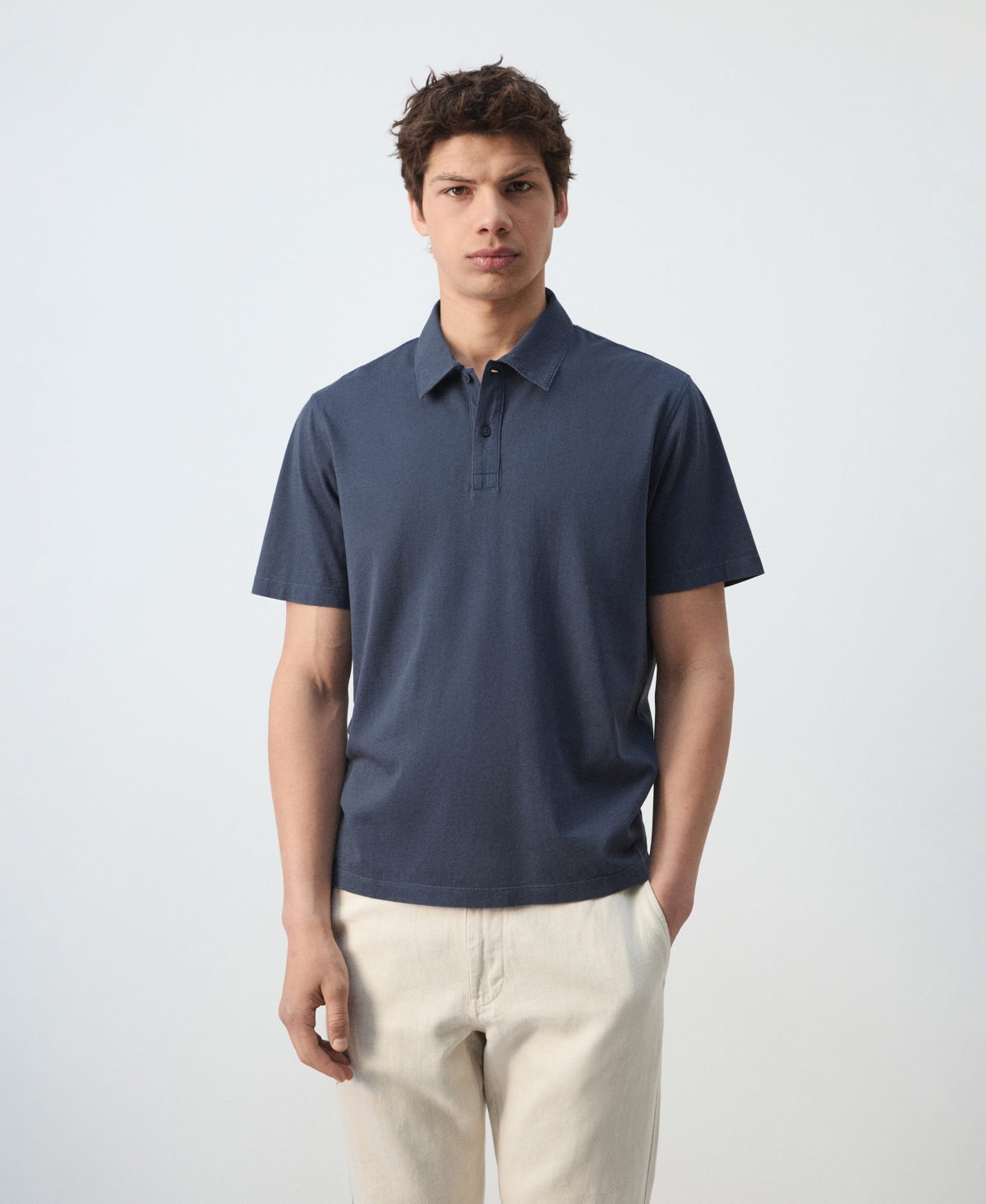 Click here for Mango Mens Cotton Pique Polo Shirt - Navy prices