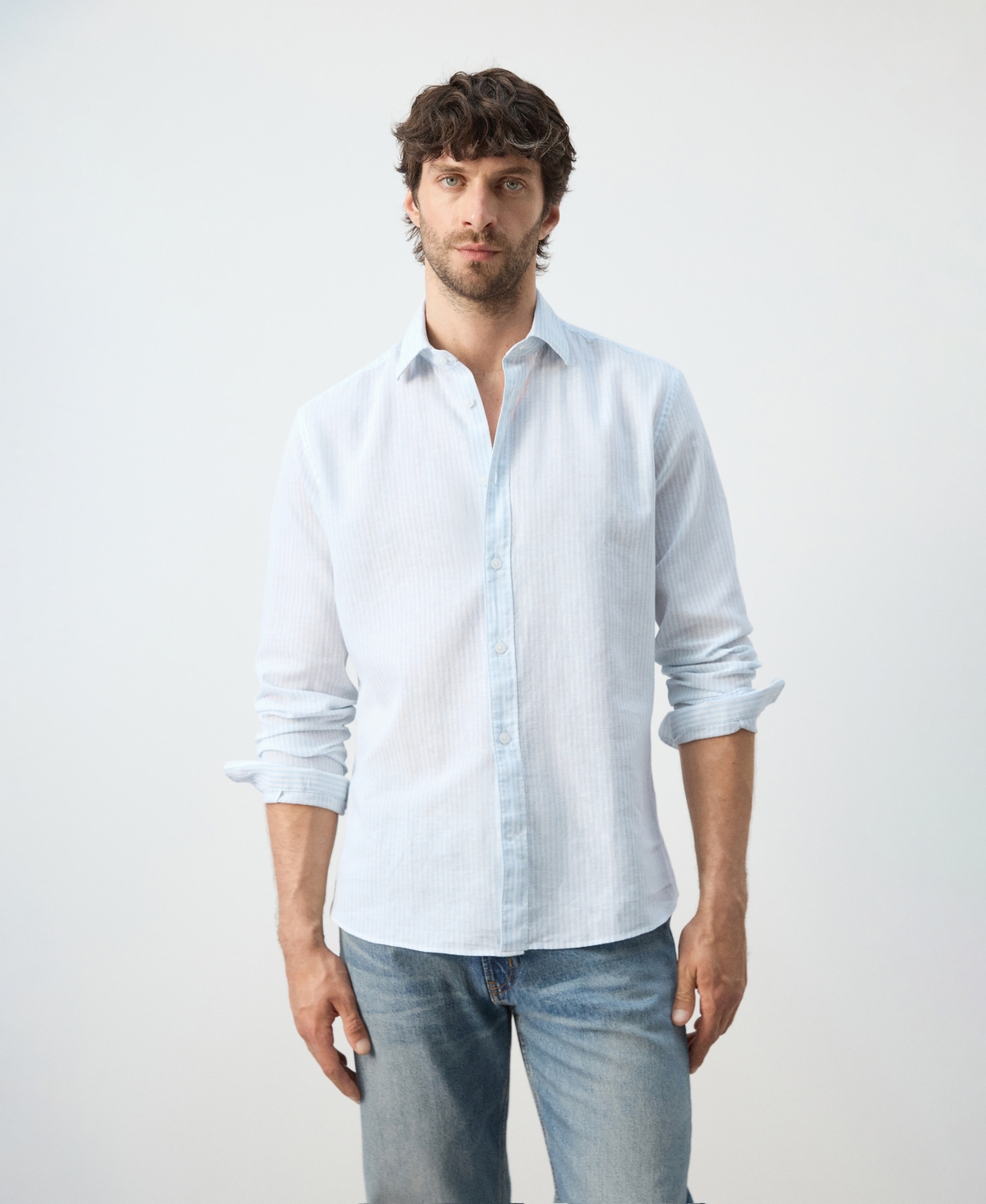 Click here for Mango Mens Regular Fit Linen-Cotton Blend Shirt -... prices