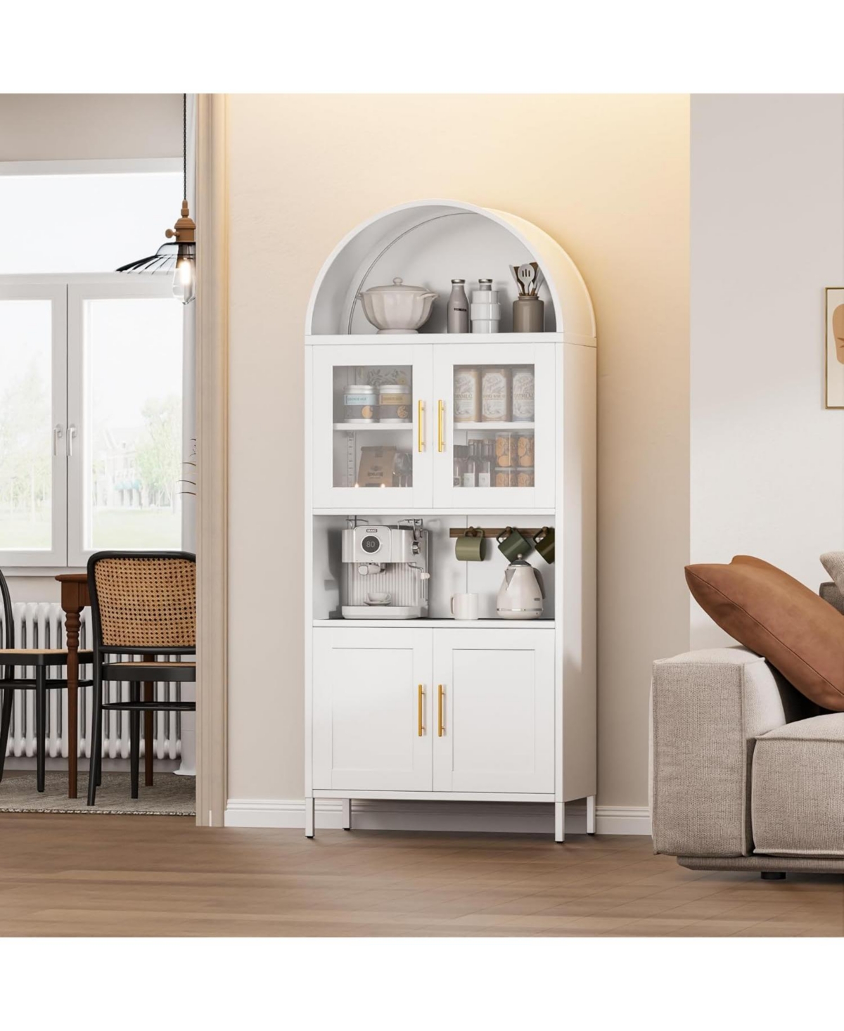 Click here for Boyel Living Farmhouse Arched Coffee Bar Cabinet... prices