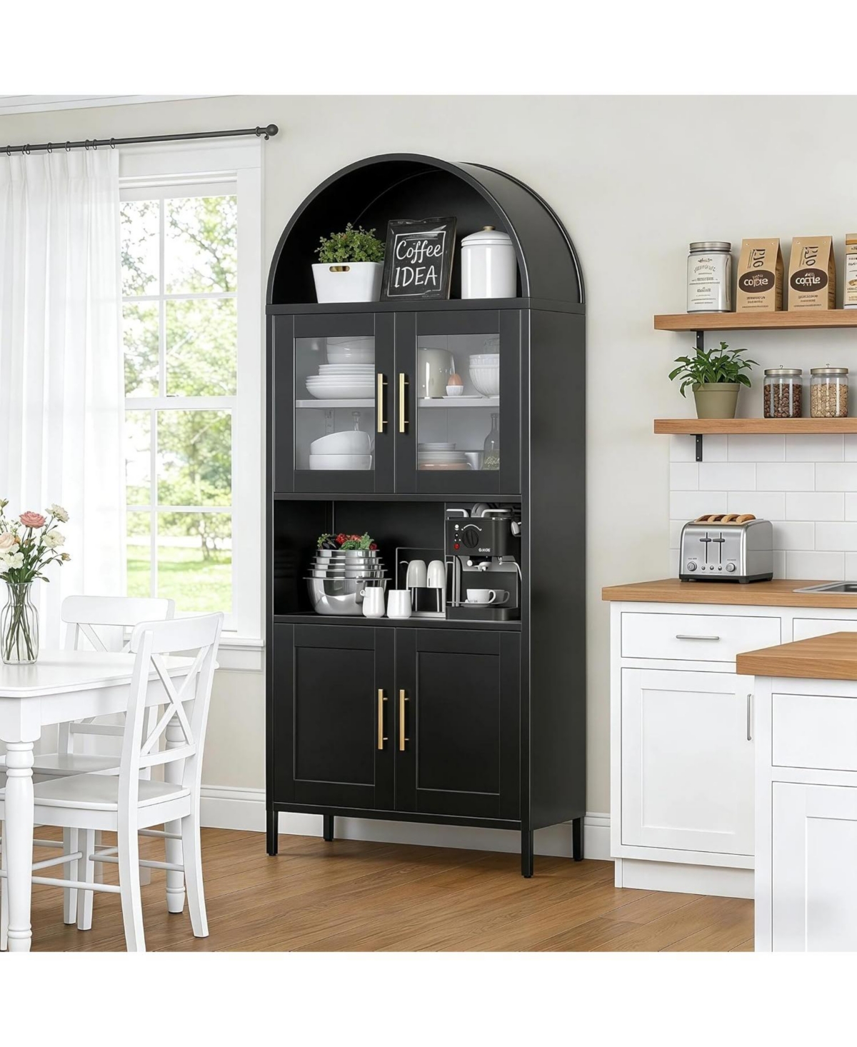 Click here for Boyel Living Farmhouse Arched Coffee Bar Cabinet... prices