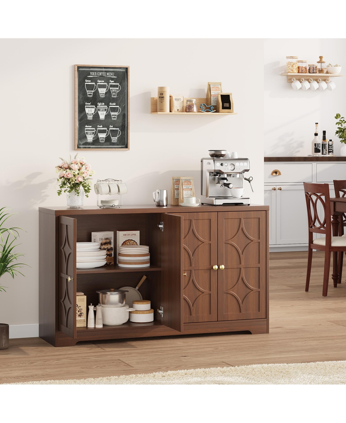 Click here for homfan 55 Inch Modern Sideboard Credenza  4-Door B... prices