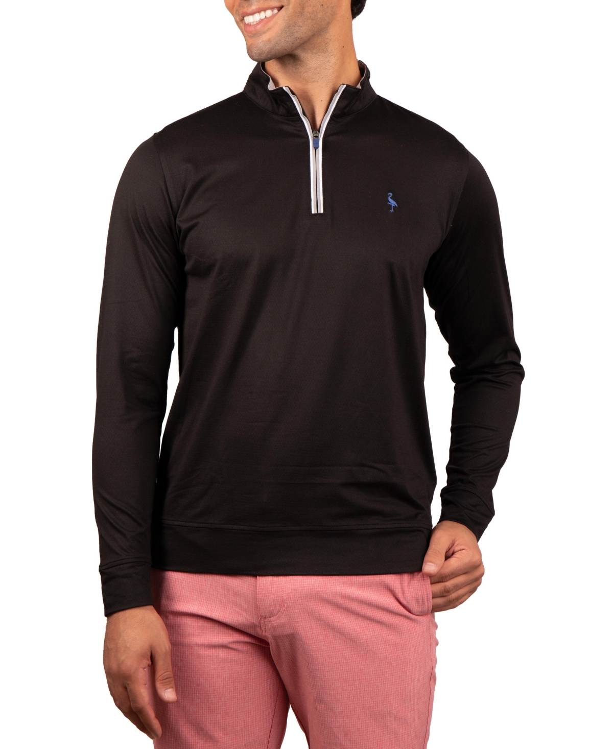 Click here for TailorByrd Mens Solid Mesh Quarter Zip - Black prices