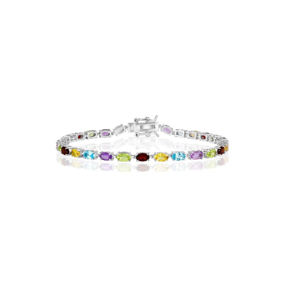 Click here for Simona Sterling Silver  Oval Gem Tennis Bracelet -... prices