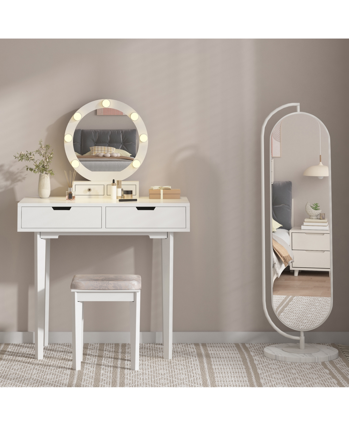 Click here for homfan Vanity Desk With Touch Lighted Mirror  4 St... prices