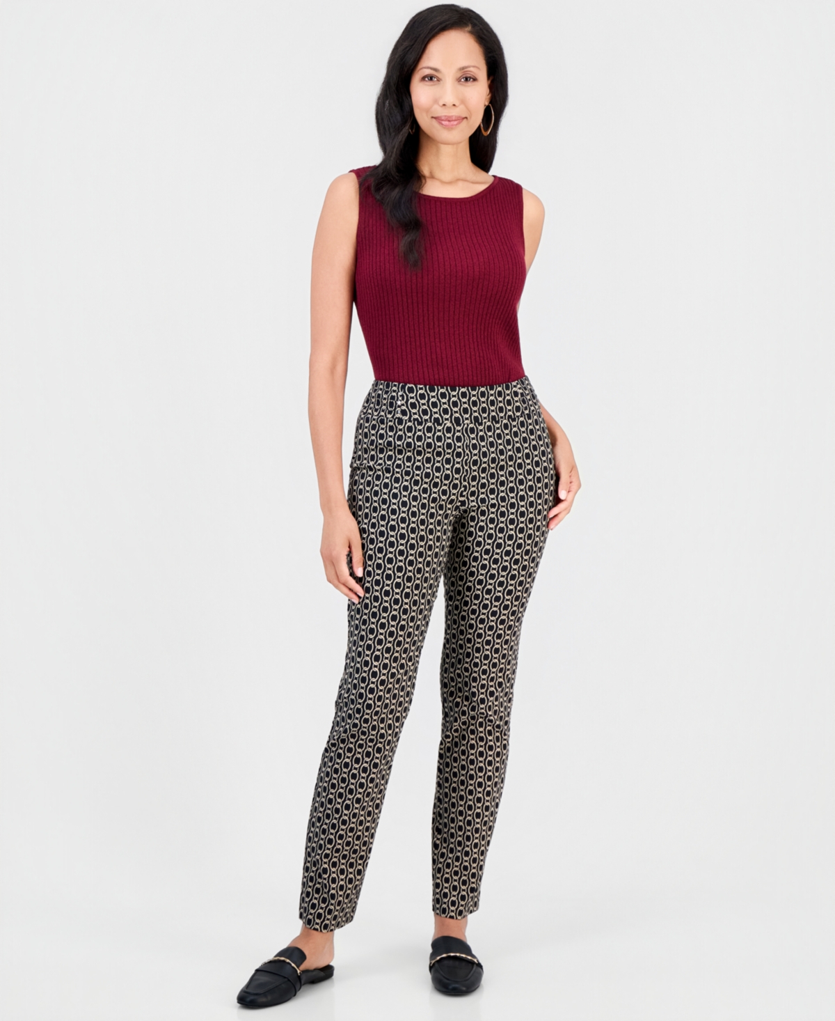 Click here for Jm Collection Womens Chain Rivet Pull-On Straight... prices