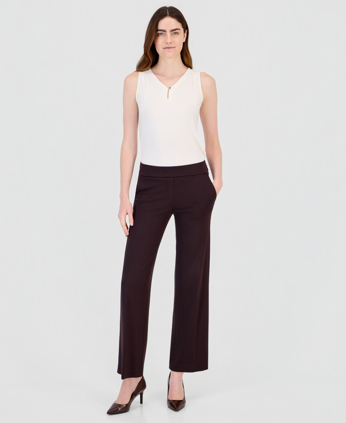 Click here for Anne Klein Womens Wide-Leg Pull-On Pants - Deep Ma... prices
