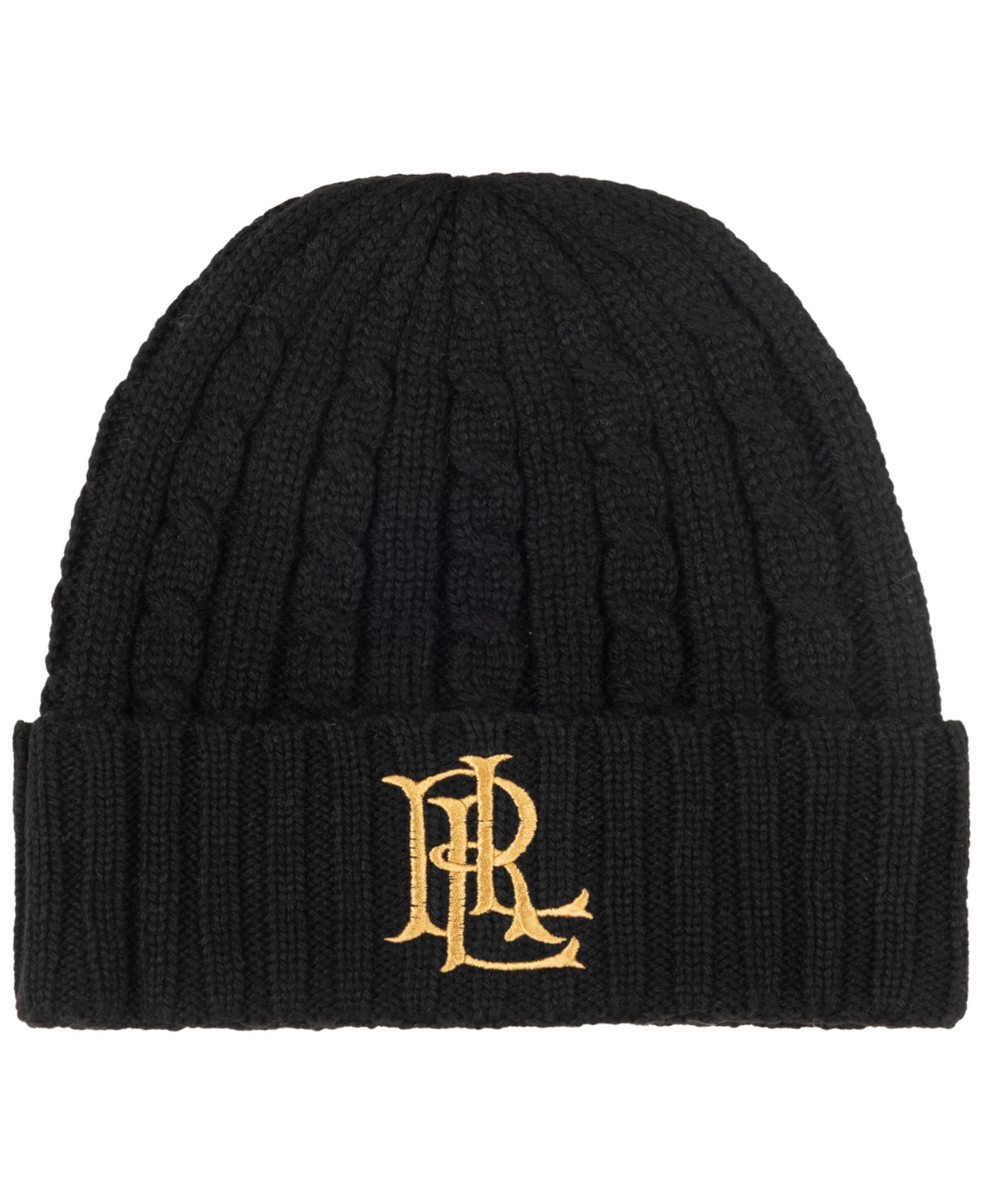 Click here for Lauren Ralph Lauren Core Logo Cable Knit Hat - Bla... prices