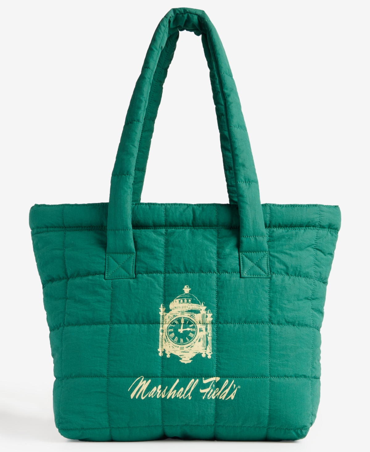Click here for Marshall Fields Quilted Logo Puffer Tote Bag prices