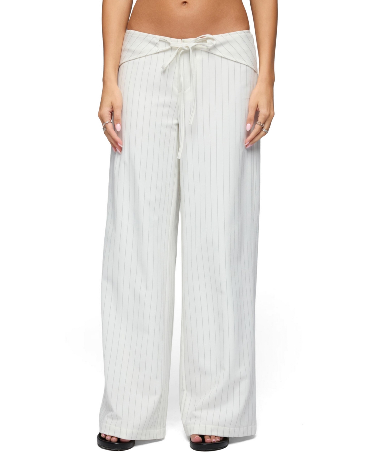 Click here for Edikted Womens Parker Pinstripe Tie Belt Pants - W... prices