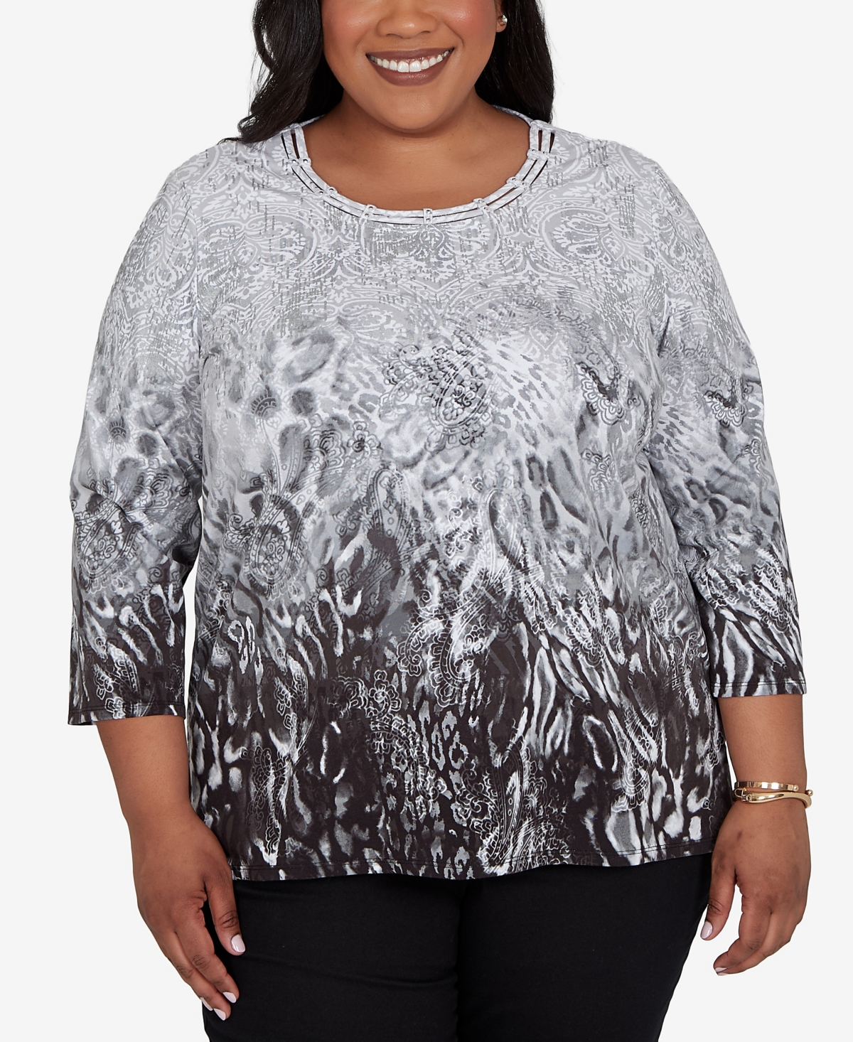 Click here for Alfred Dunner Plus Size Mono Ombre Animal Print To... prices