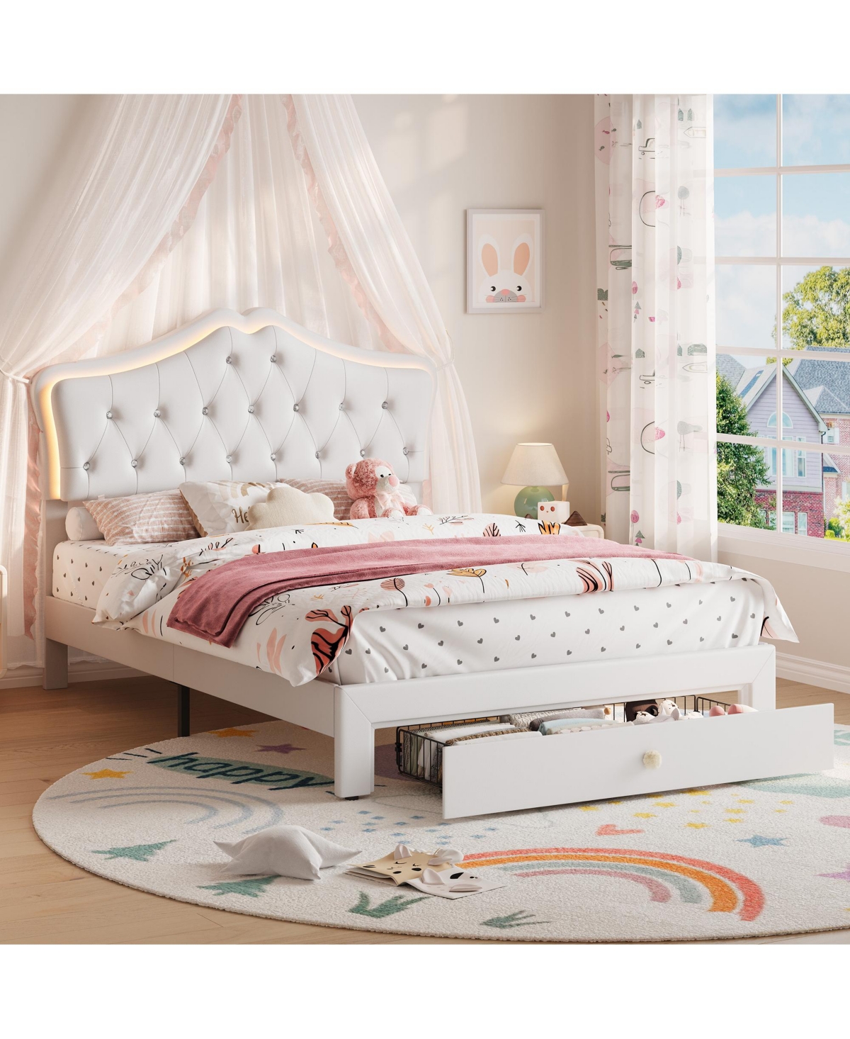 Click here for homfan Led Headboard Platform Bed  Tufted Bed Fram... prices
