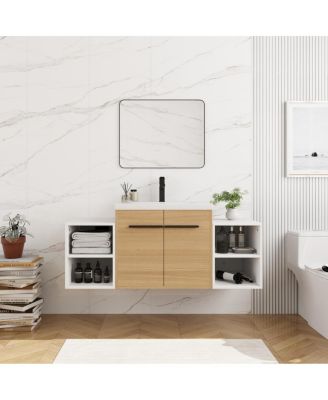 Click here for Sillysis 48 Inch Wall Mounted Bathroom Vanity With... prices