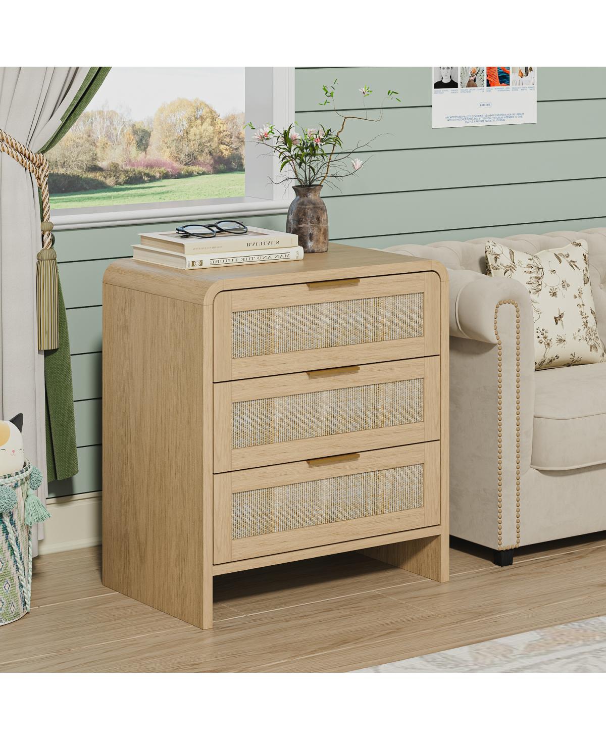 Click here for Streamdale Furniture 3-Drawer Rattan Nightstand 22... prices