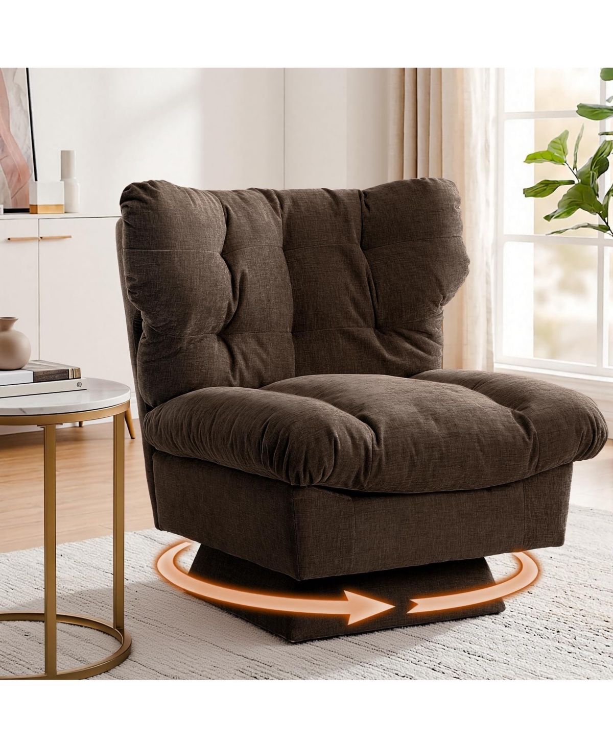 Click here for homfan Oversized Chenille Swivel Chair  360degree(... prices