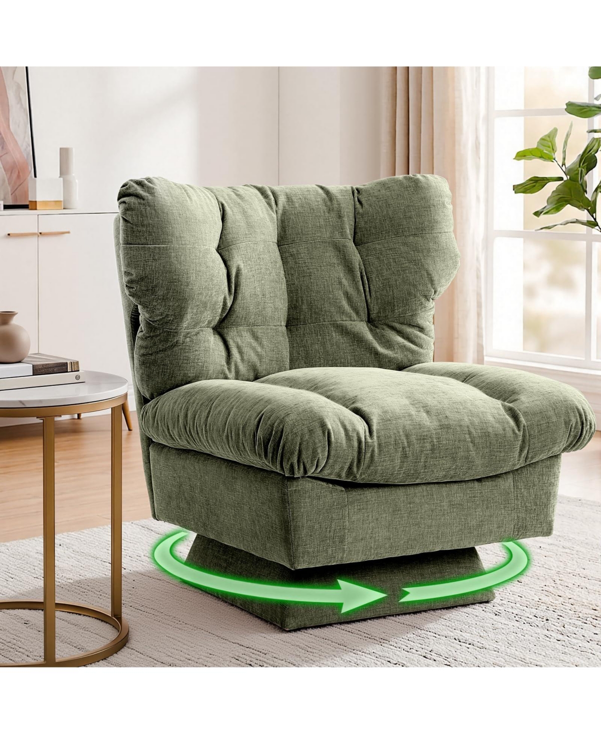 Click here for homfan Oversized Chenille Swivel Chair  360degree(... prices