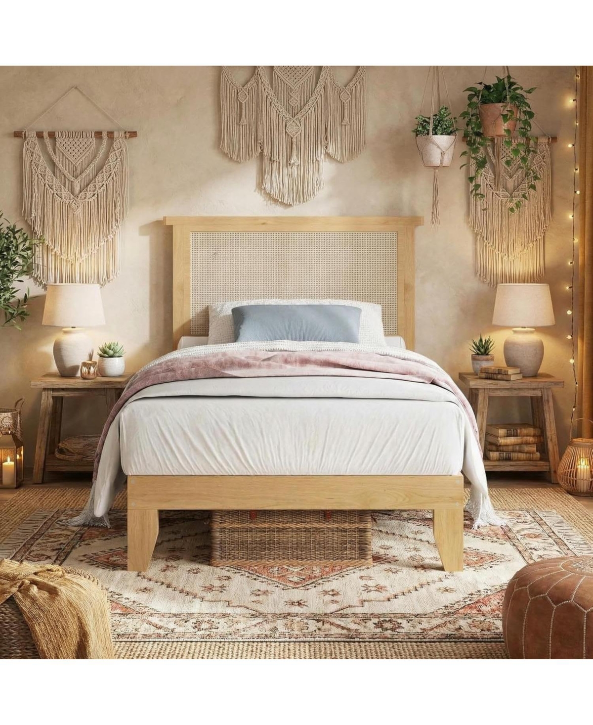 Click here for gaomon Rattan Bed Frame with Rattan Headboard & Le... prices