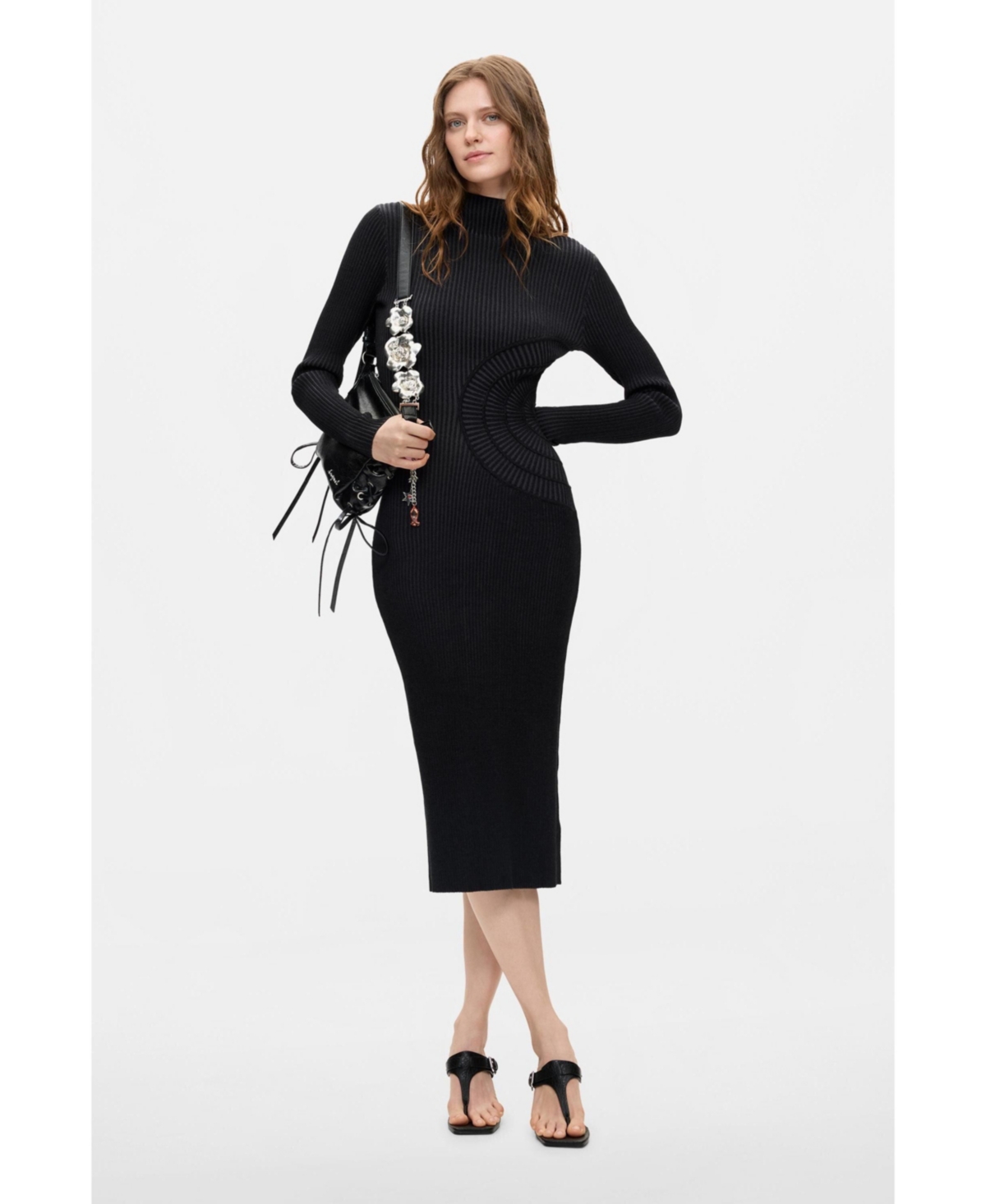 Click here for Desigual Womens Long-sleeved knit dress - Black prices