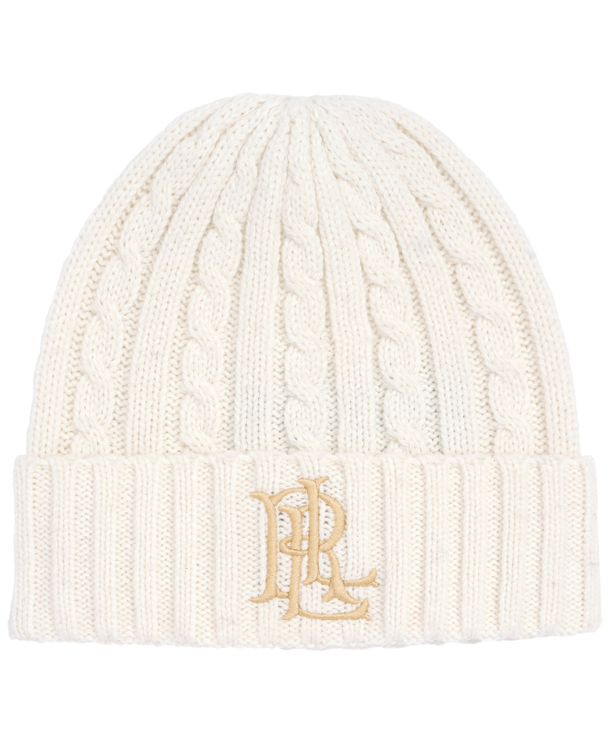 Click here for Lauren Ralph Lauren Core Logo Cable Knit Hat - Cre... prices