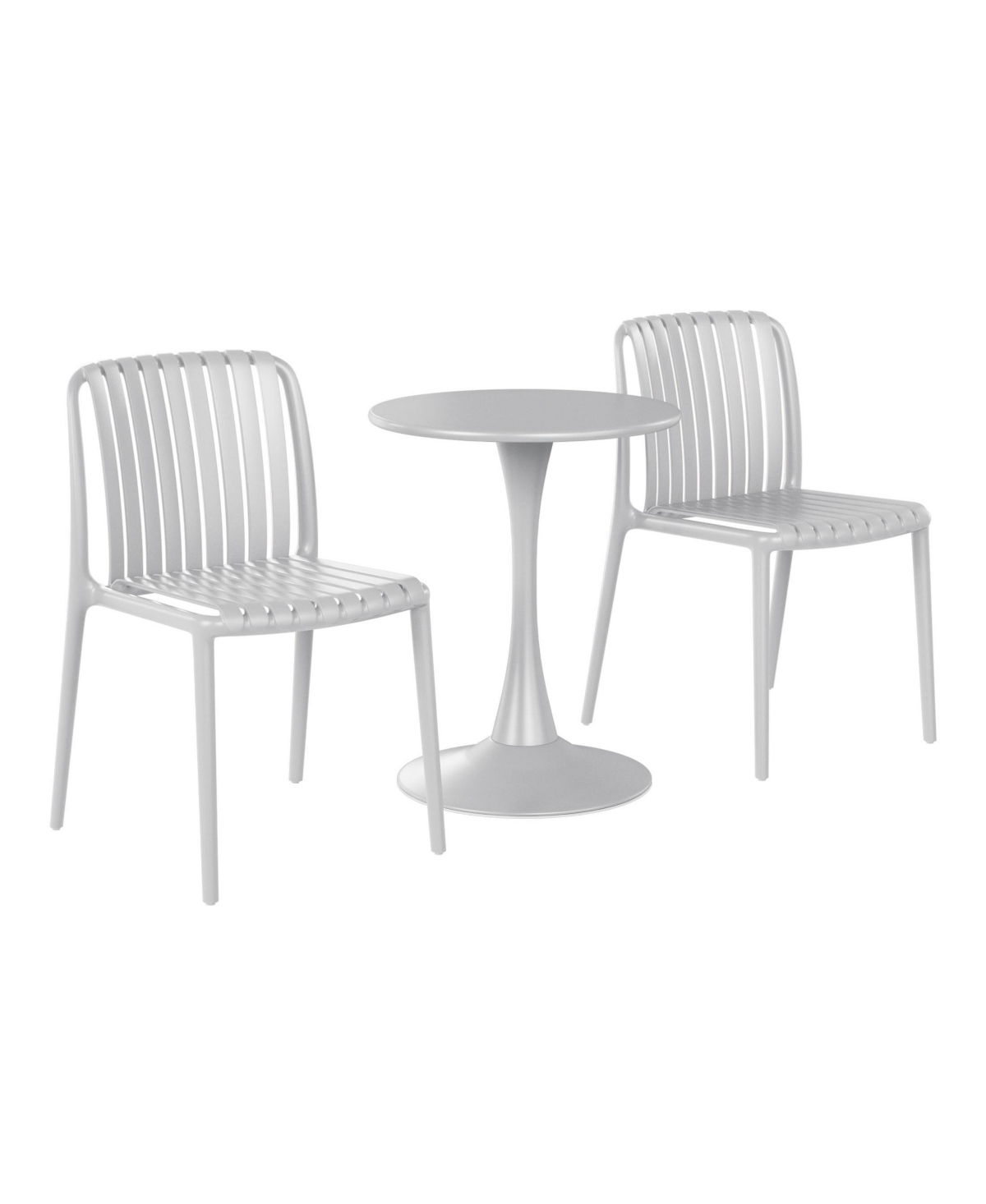 Click here for 3-Piece Outdoor Metal Dining Table Set And Stackab... prices