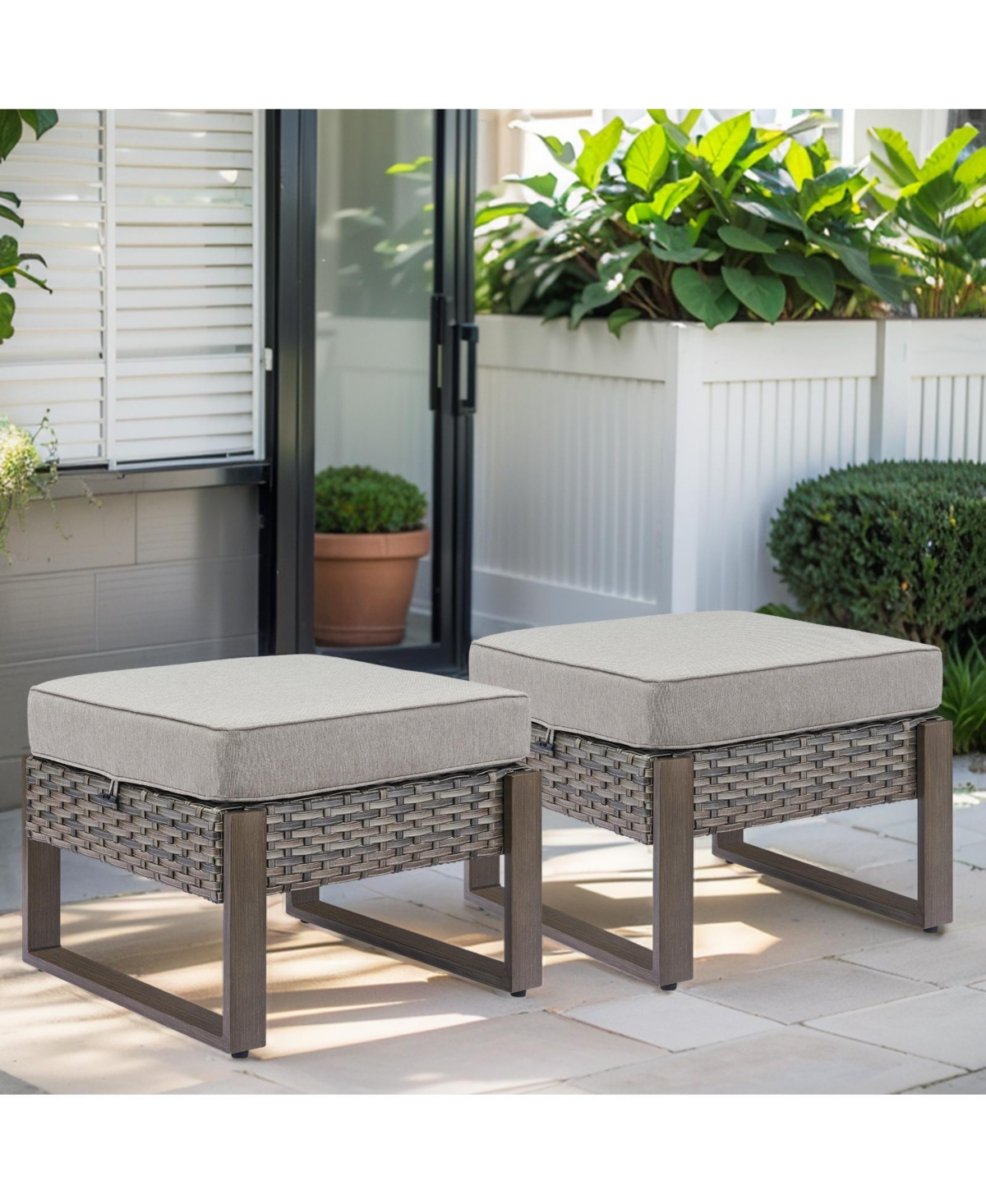 Click here for Pocassy Patio Wicker Ottomans Set of 2  Outdoor Ot... prices
