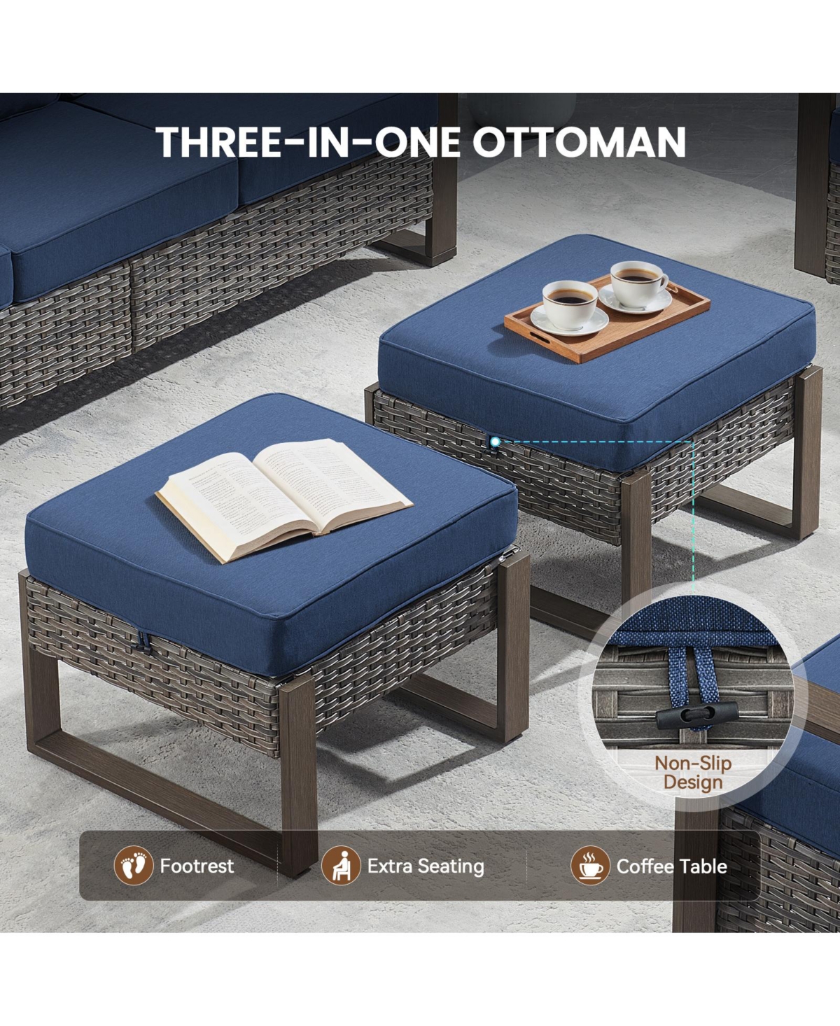 Click here for Pocassy Patio Wicker Ottomans Set of 2  Outdoor Ot... prices