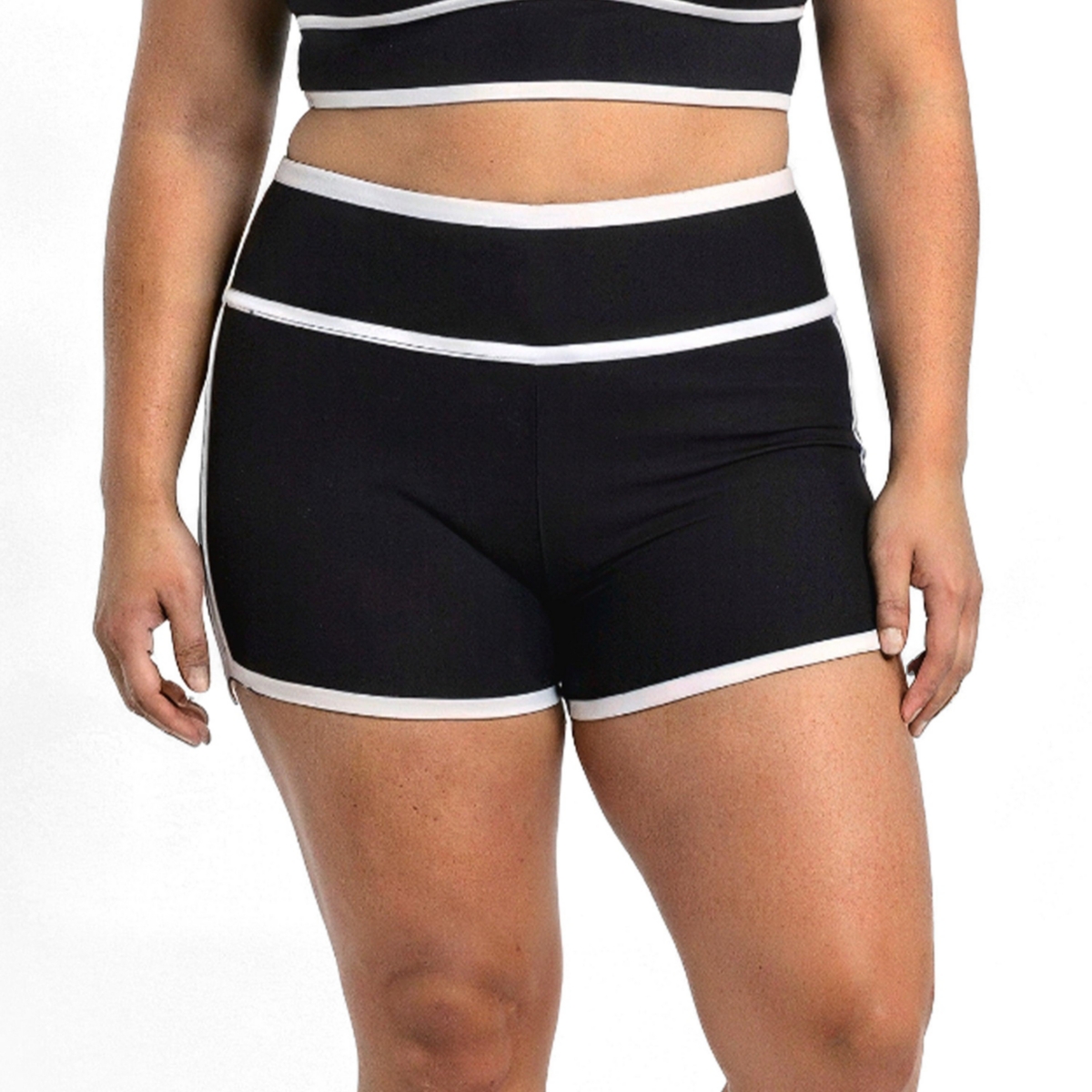 Click here for Calypsa Plus Size Swim Shorts - Black  white prices