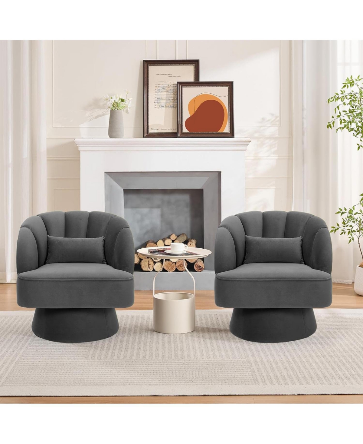 Click here for gaomon Modern 360 Swivel Barrel Chair 2-Piece  Vel... prices