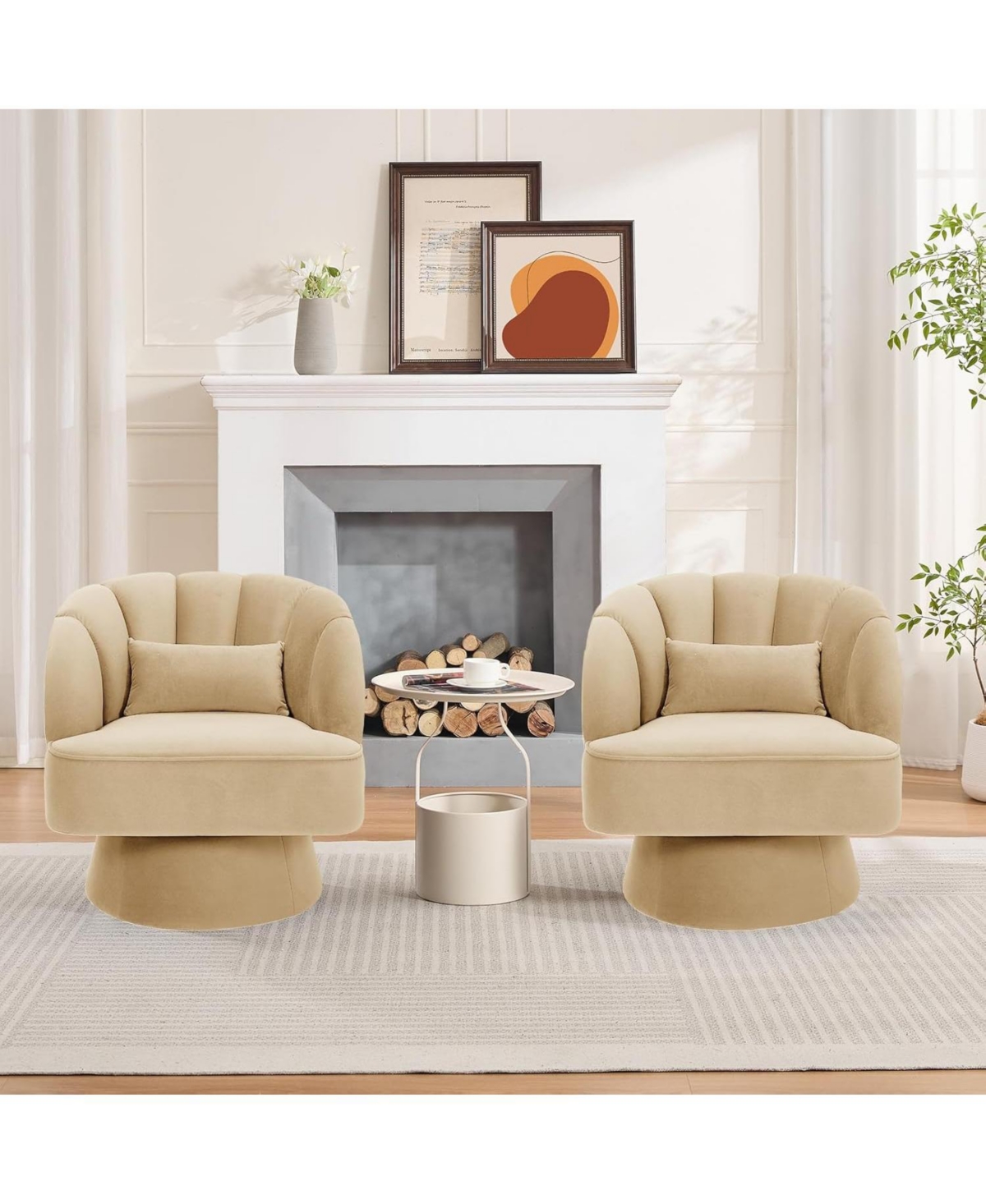 Click here for gaomon Modern 360 Swivel Barrel Chair 2-Piece  Vel... prices