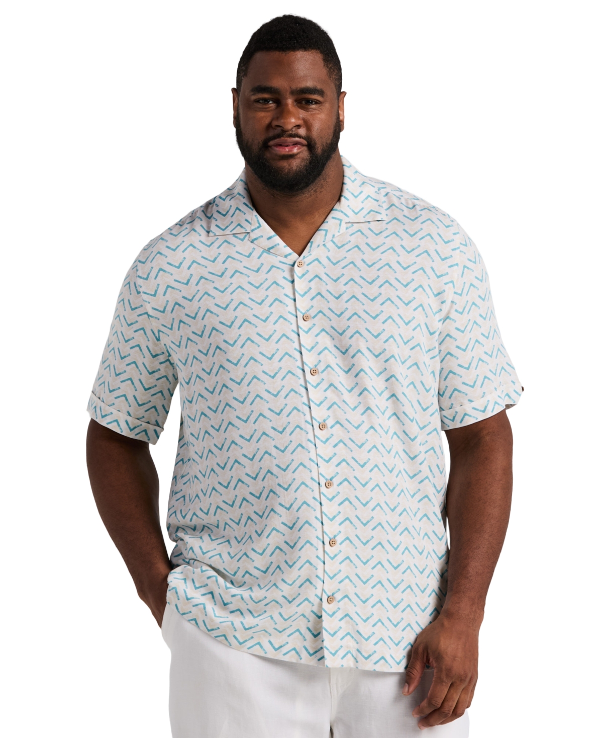 Click here for Cubavera Mens Big & Tall Geometric Print Camp Coll... prices