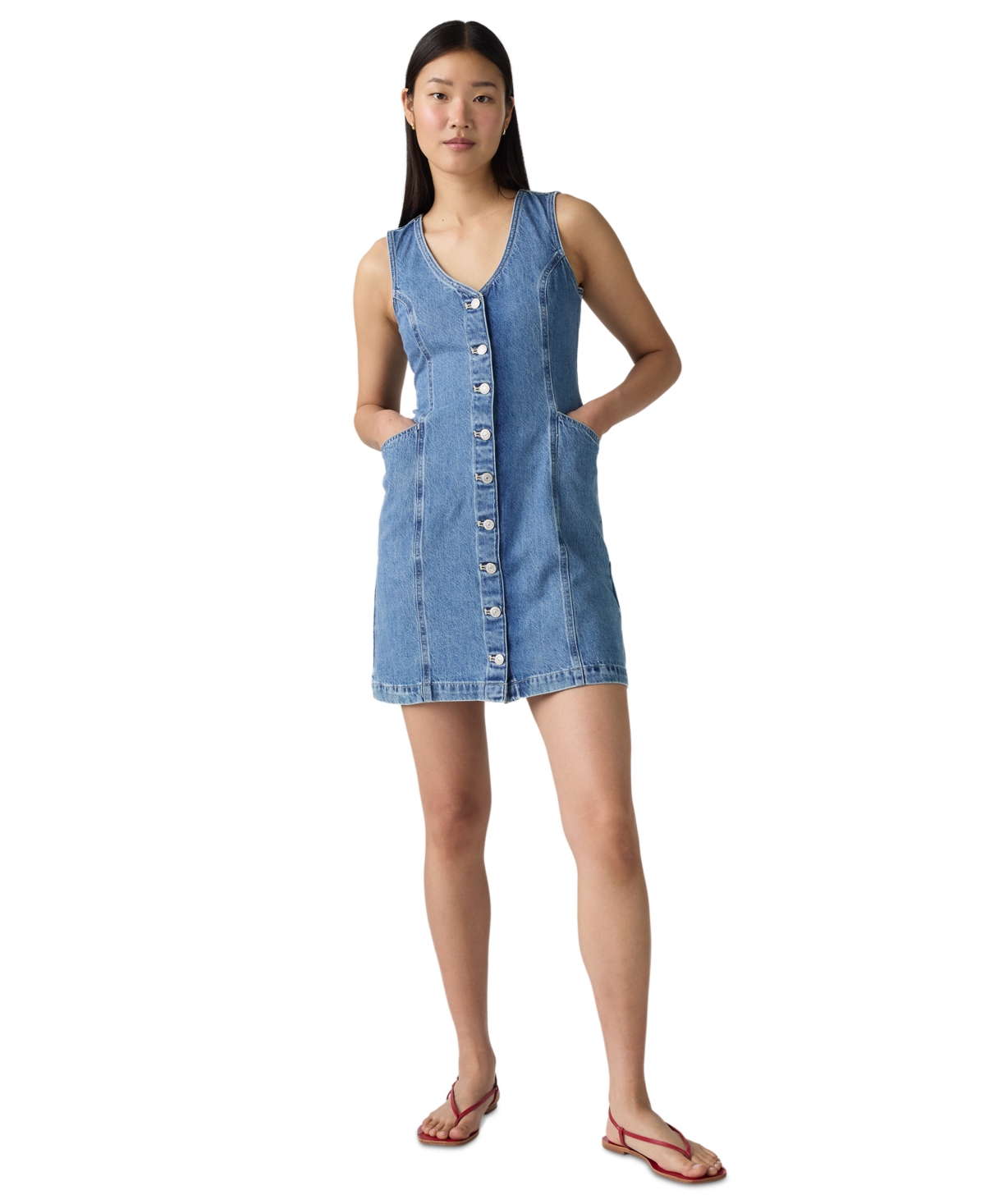 Click here for Levis Womens Vianna Denim Button-Front Vest Dress... prices