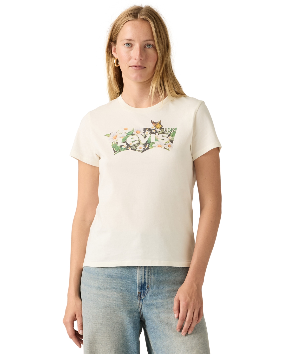 Click here for Levis Womens Perfect Graphic Logo Cotton T-shirt -... prices