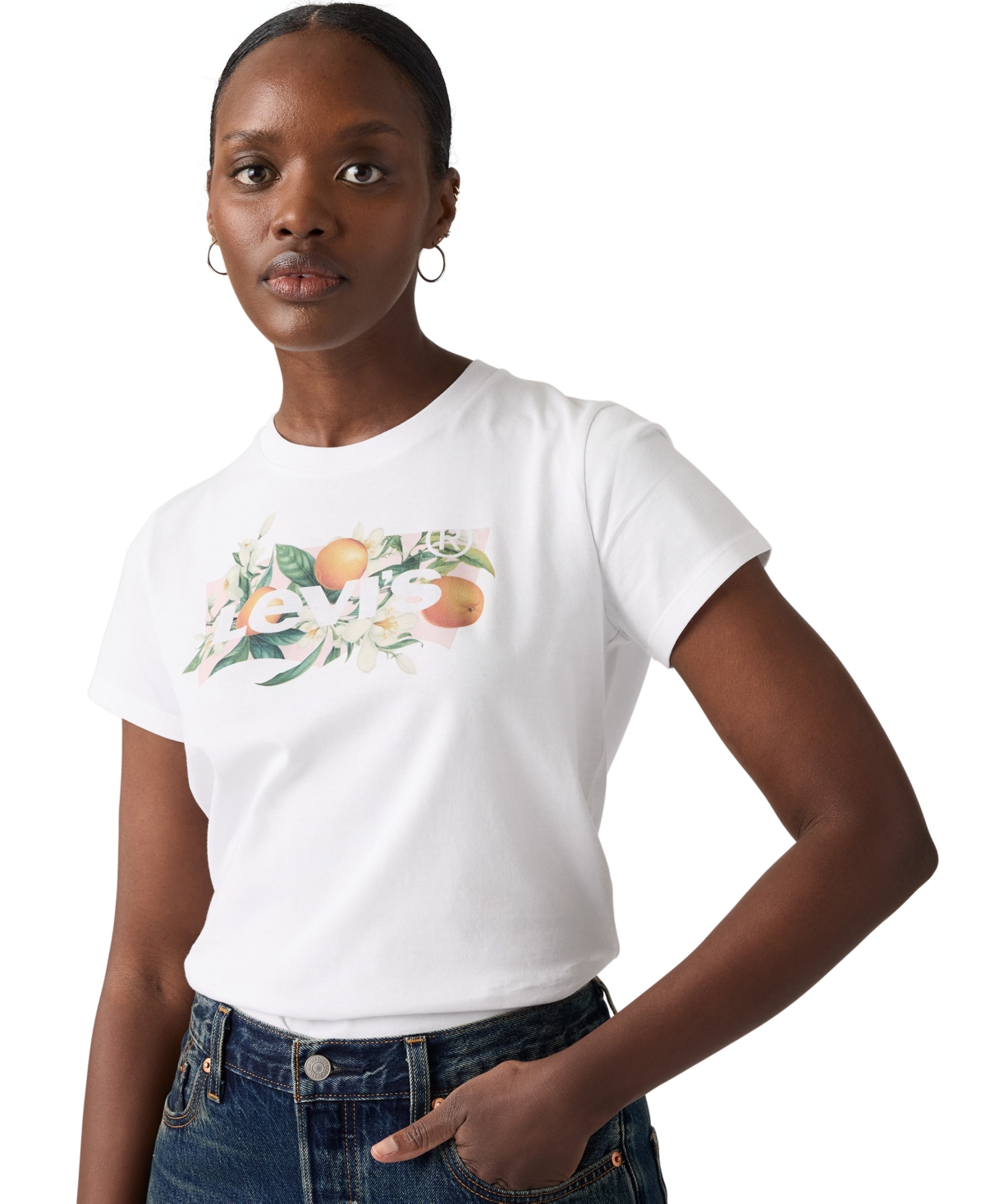 Click here for Levis Womens Perfect Graphic Logo Cotton T-shirt -... prices