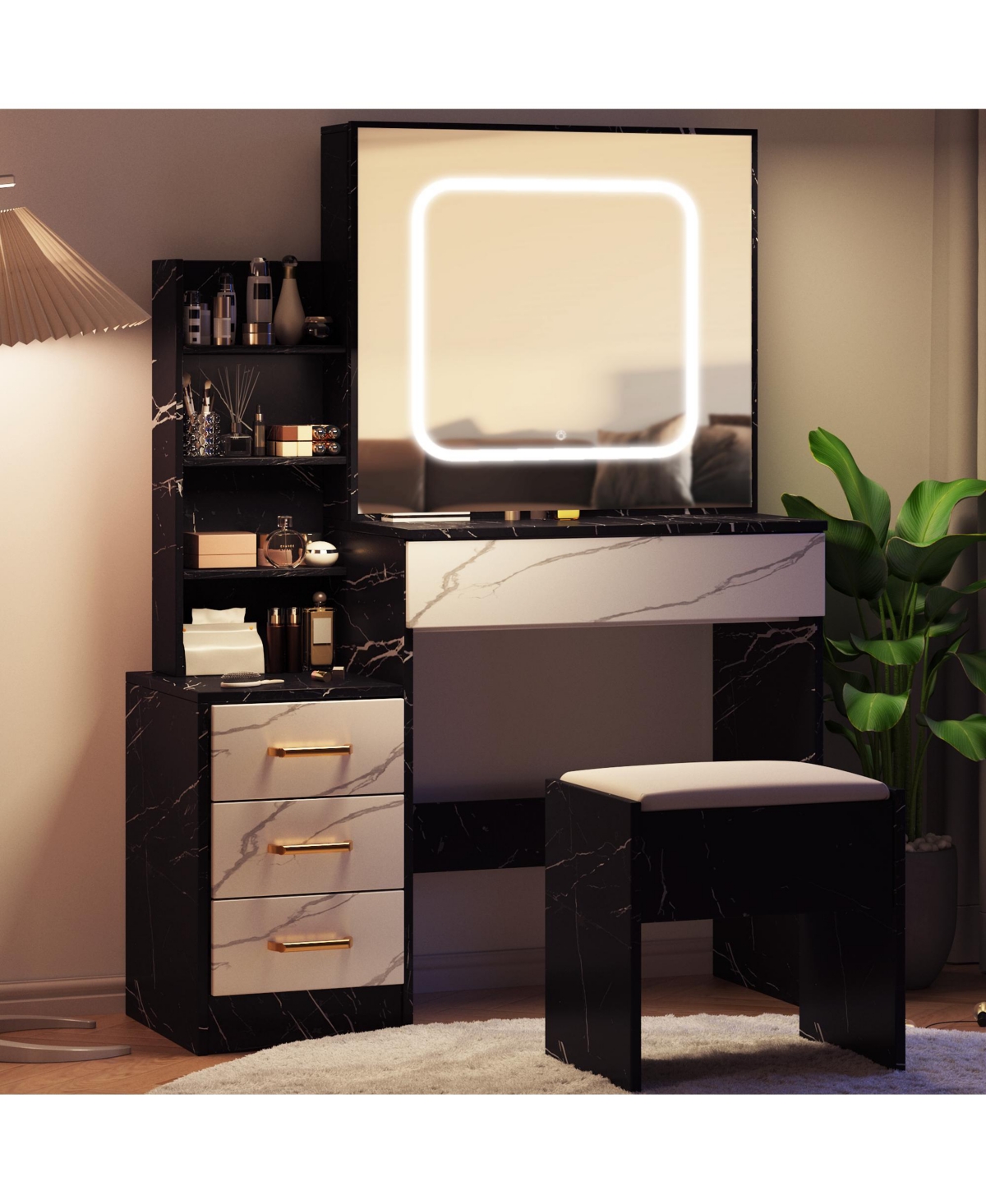 Click here for homfan Vanity Desk with Sliding Led Mirror  4 Draw... prices