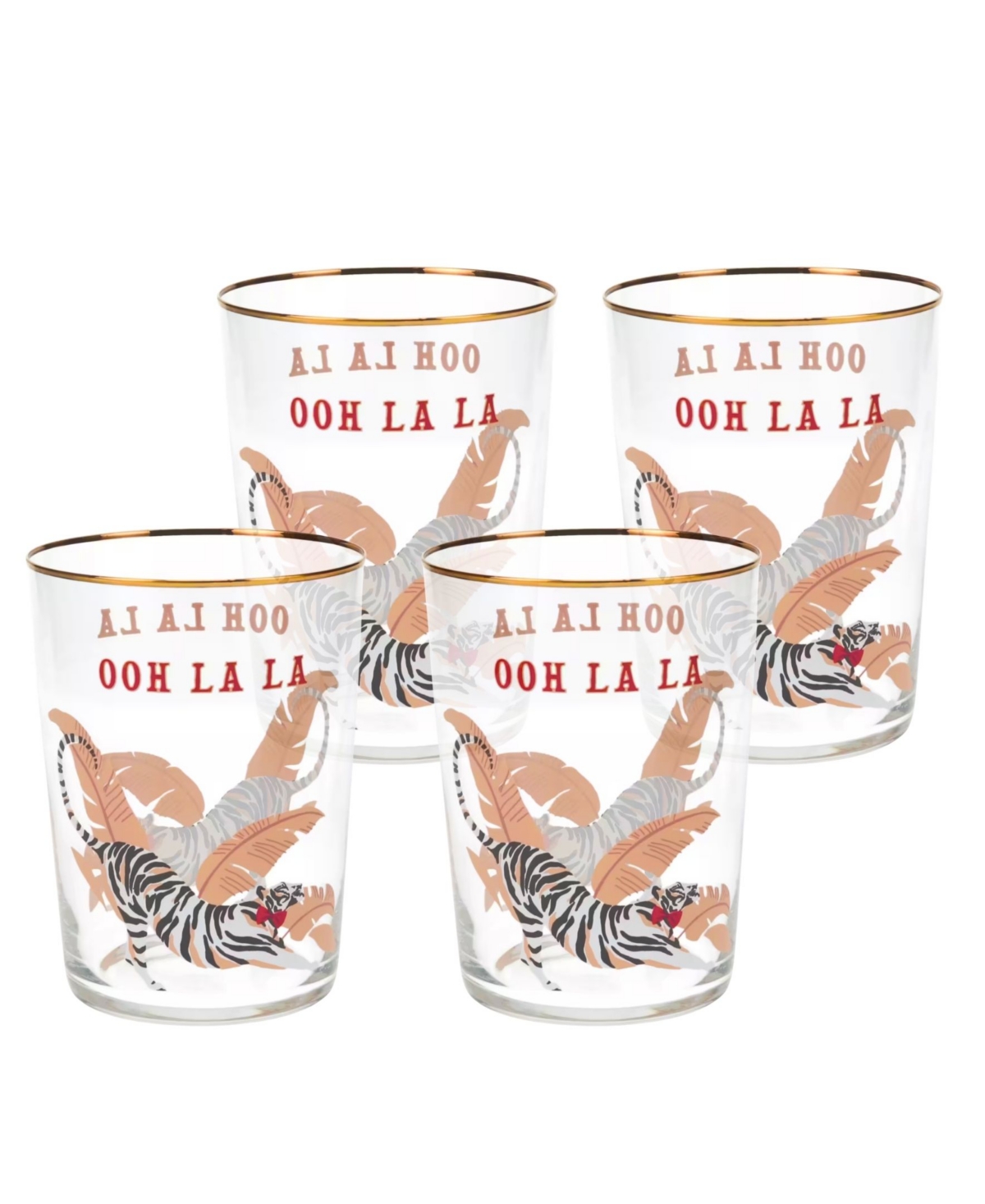Click here for Yvonne Ellen Tiger Hi Ball Glasses  Set of 4 - Cle... prices