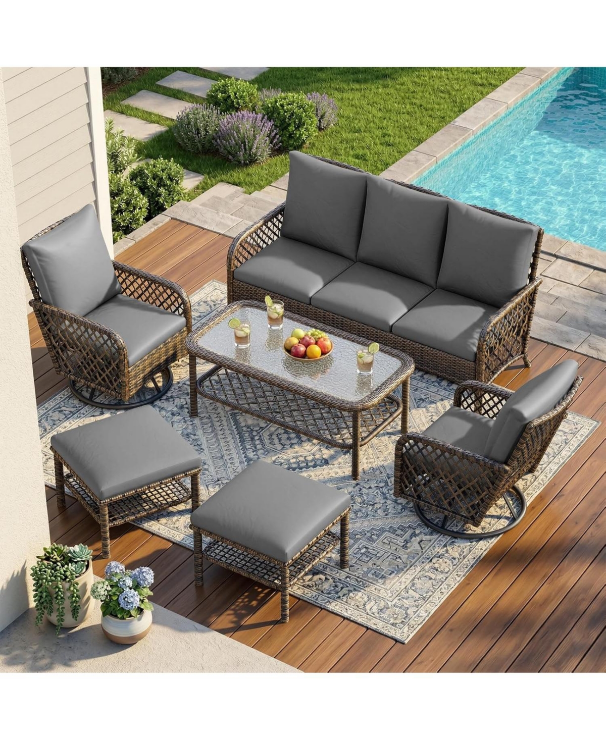 Click here for Aecojoy Patio Furniture Set Seats 7 Outdoor Sectio... prices