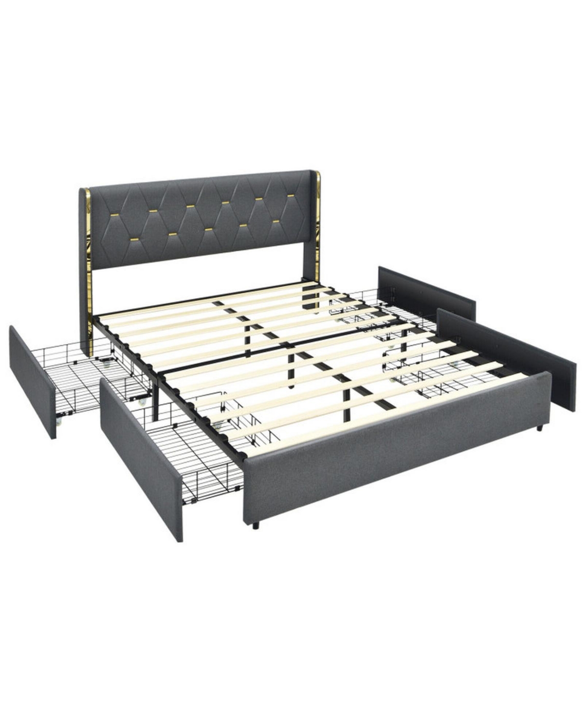 Click here for Gouun Full Upholstered Platform Bed Frame with 4 R... prices