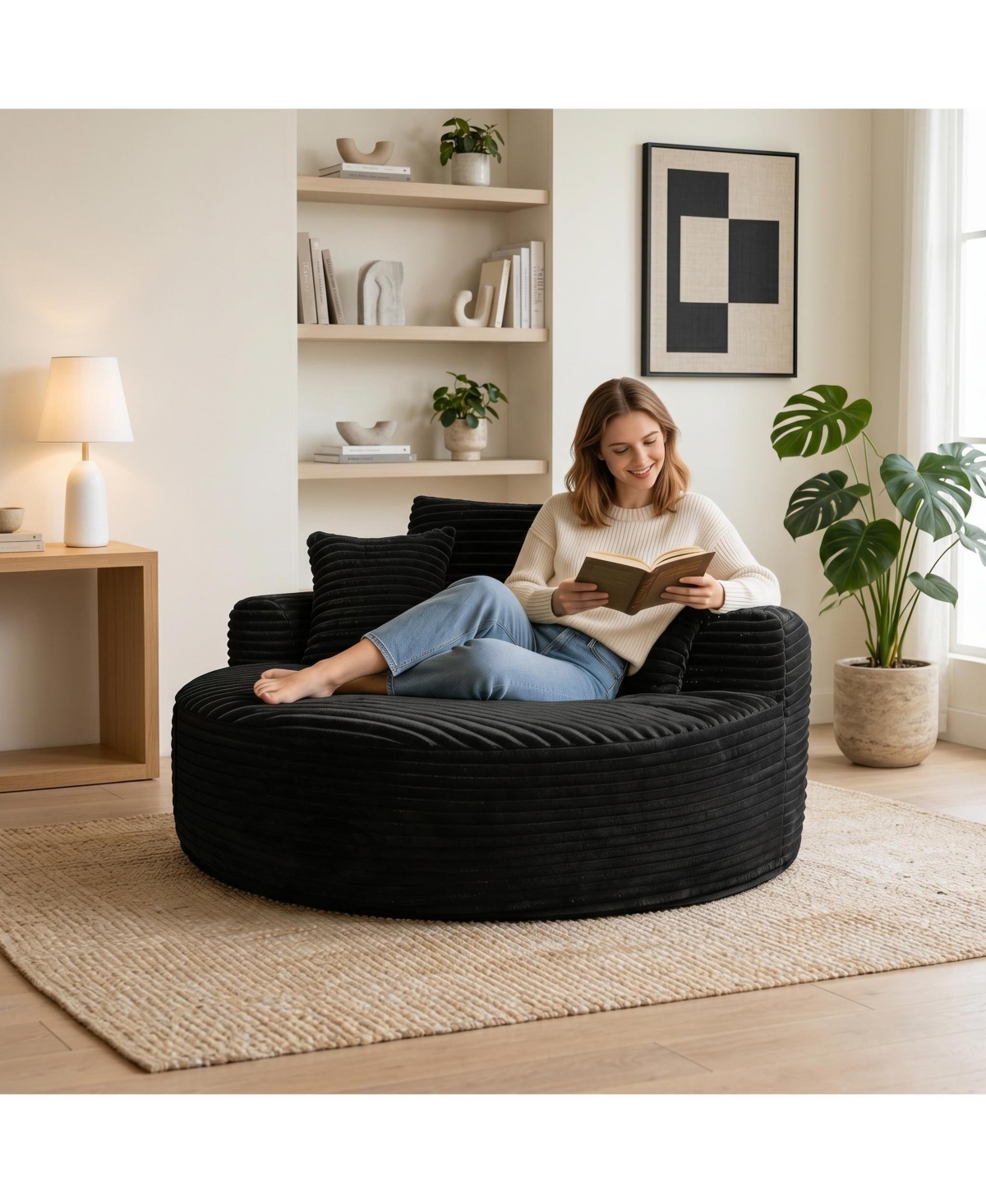 Click here for homfan 55 Inch Round Lounge Chair with Ottoman  Co... prices