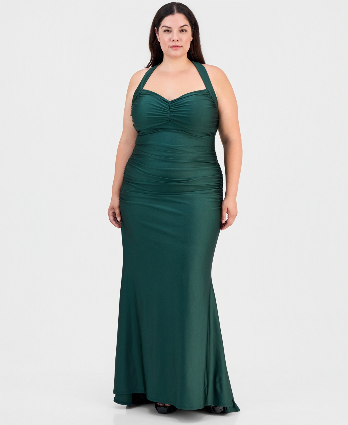 Click here for B Darlin Trendy Plus Size Shiny Knit Ruched Back-T... prices