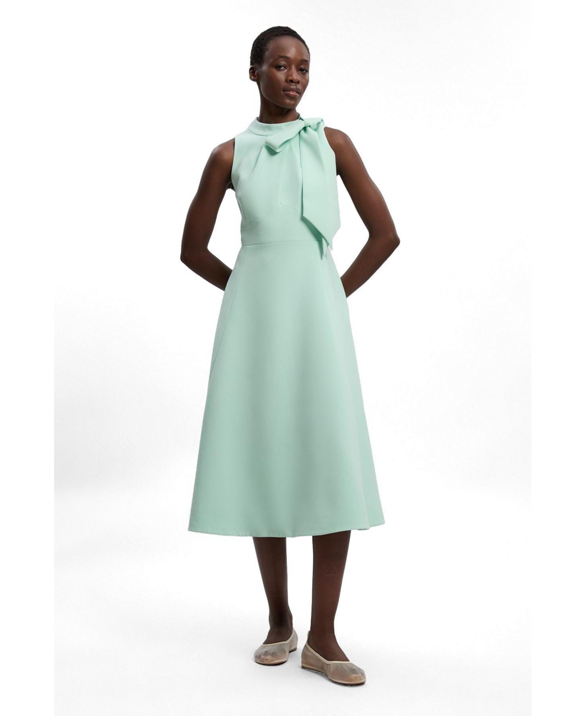 Click here for Karen Millen Womens Bow Neck Midi Dress - Mint prices