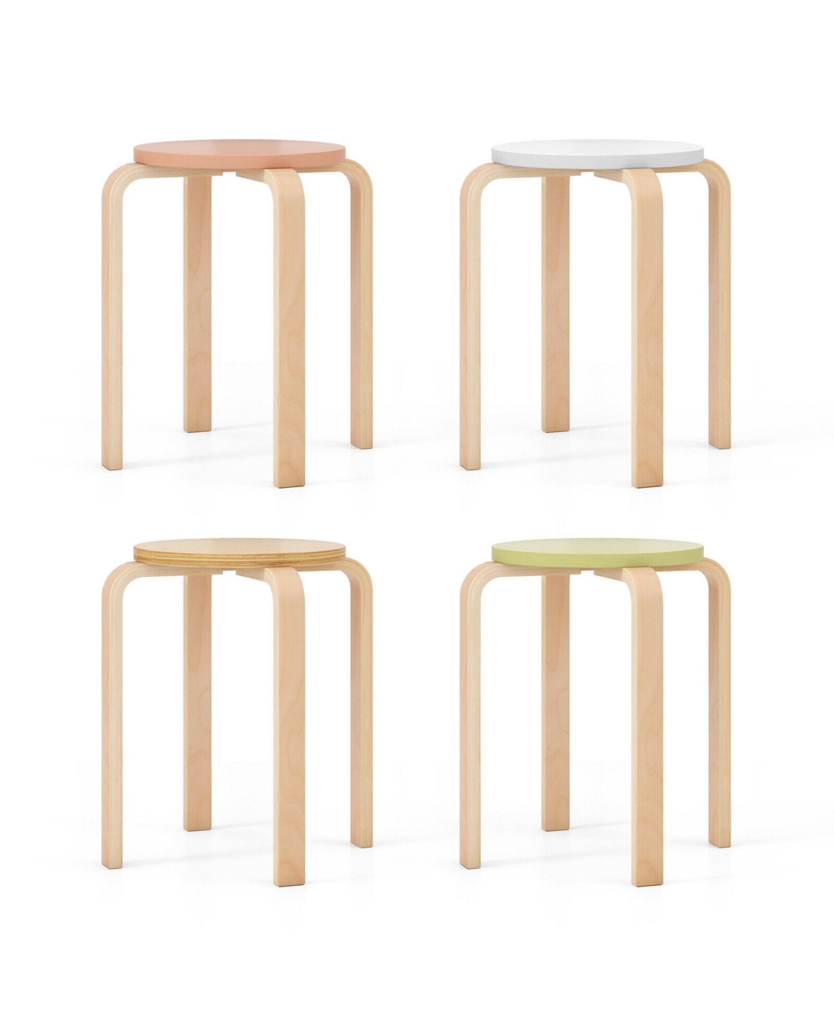Click here for Gymax 4 Piece Bentwood Stackable Backless Stools S... prices