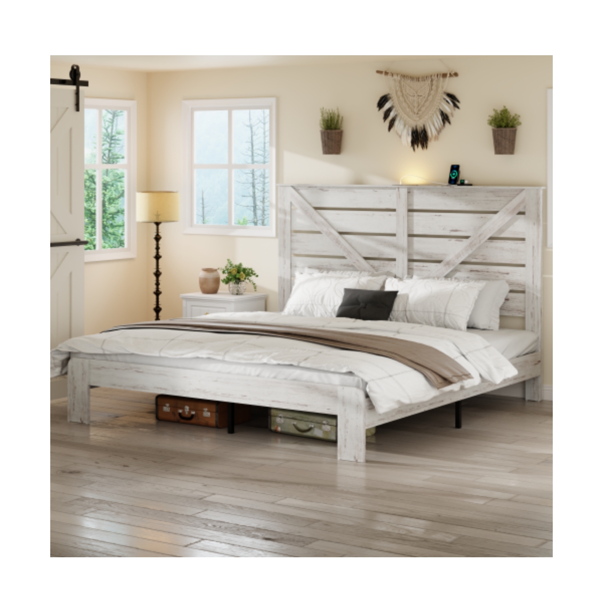 Click here for Lucky One King Size Wood Platform Bed Frame with M... prices