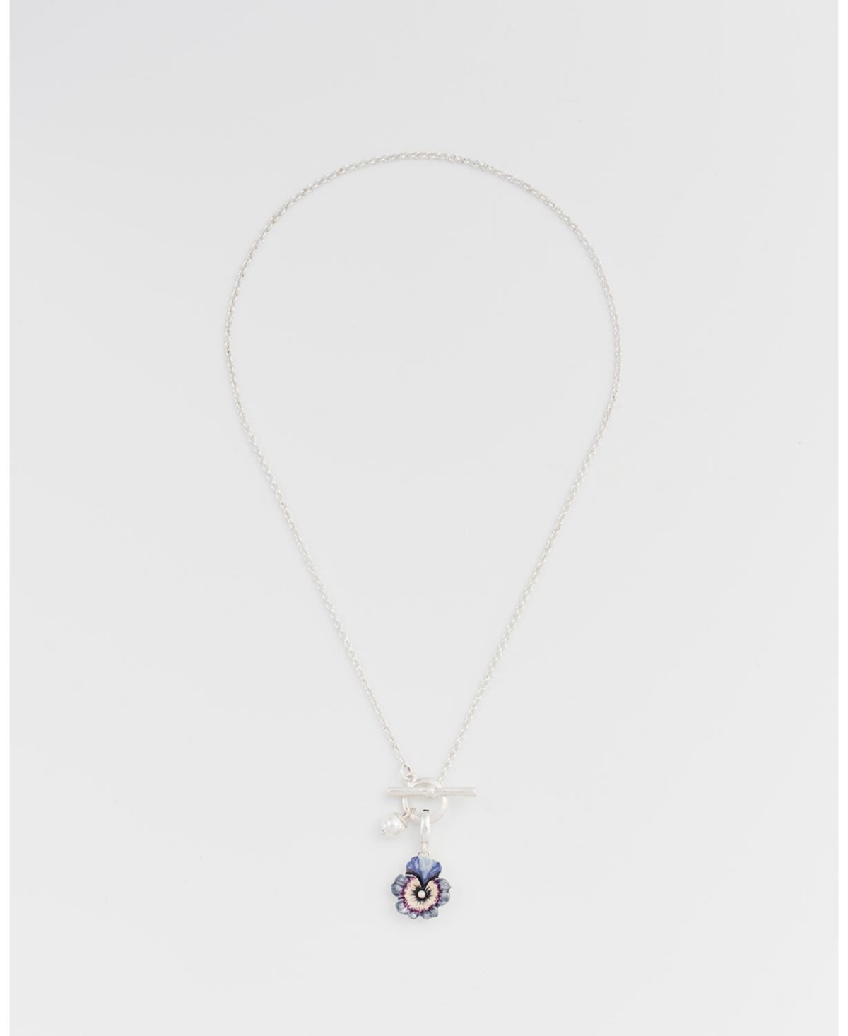Click here for Fable England Pansy and Pearl Toggle Necklace - Si... prices