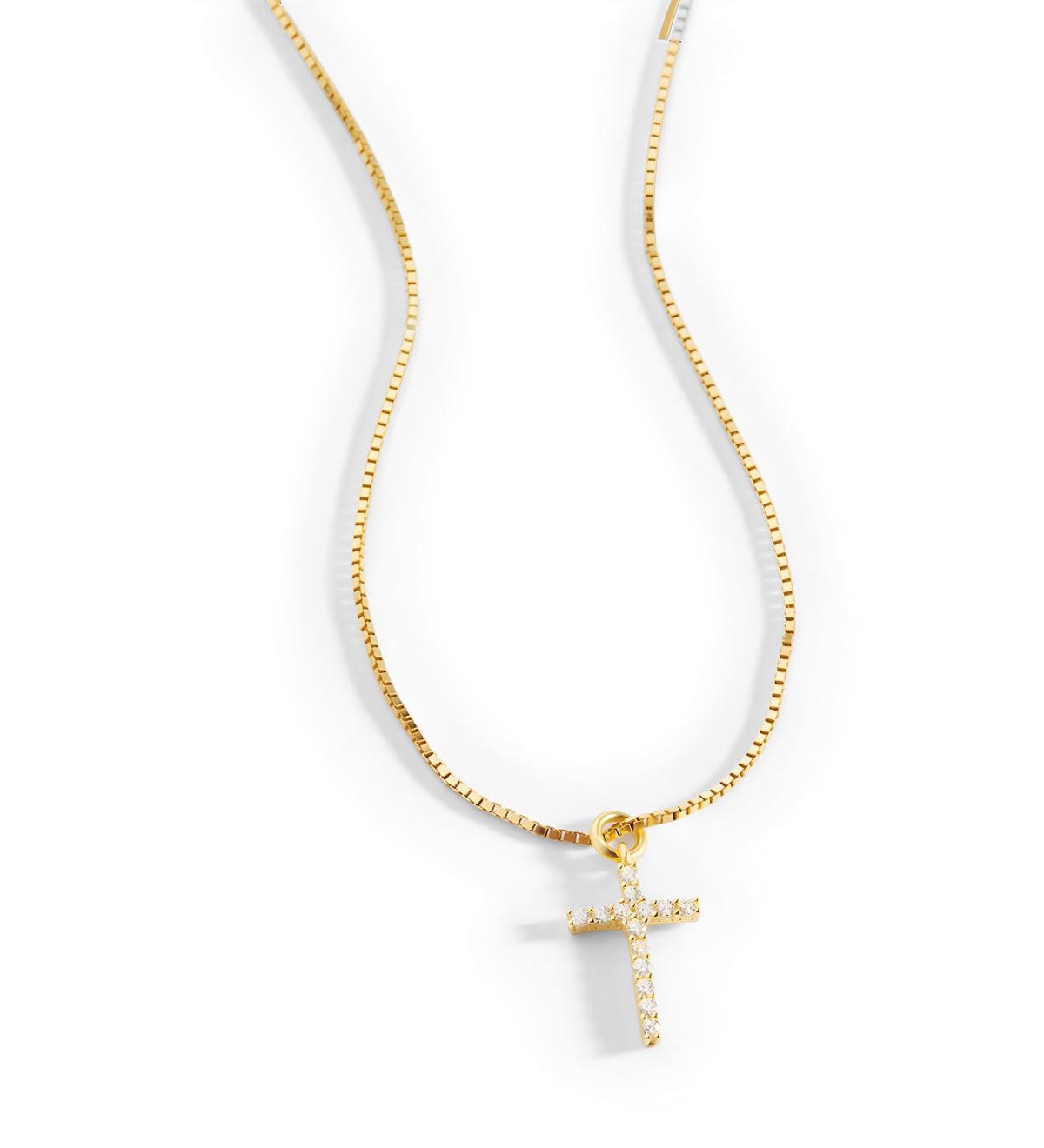 Click here for Mint & Lily Pave Cross Necklace in 18k Gold Plated... prices